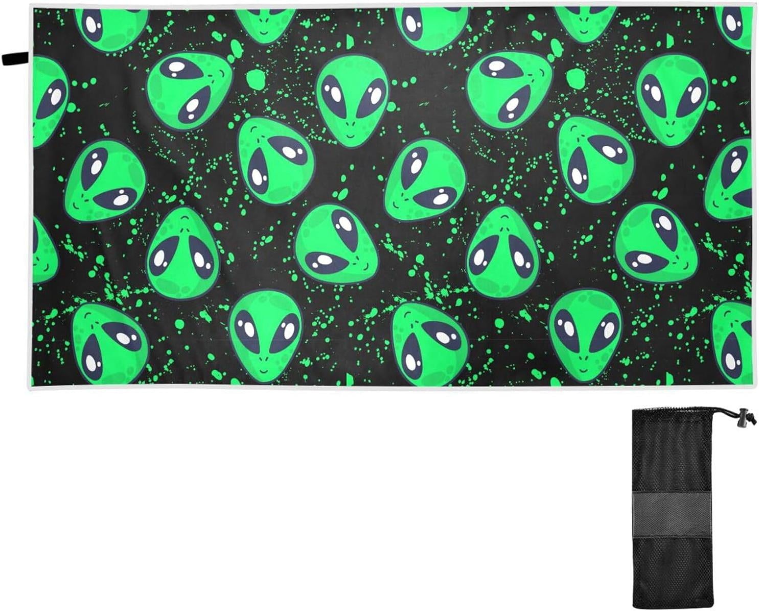 Coolnut Beach Towels Alien Camping Towels Galaxy Green Sand Free Beach ...