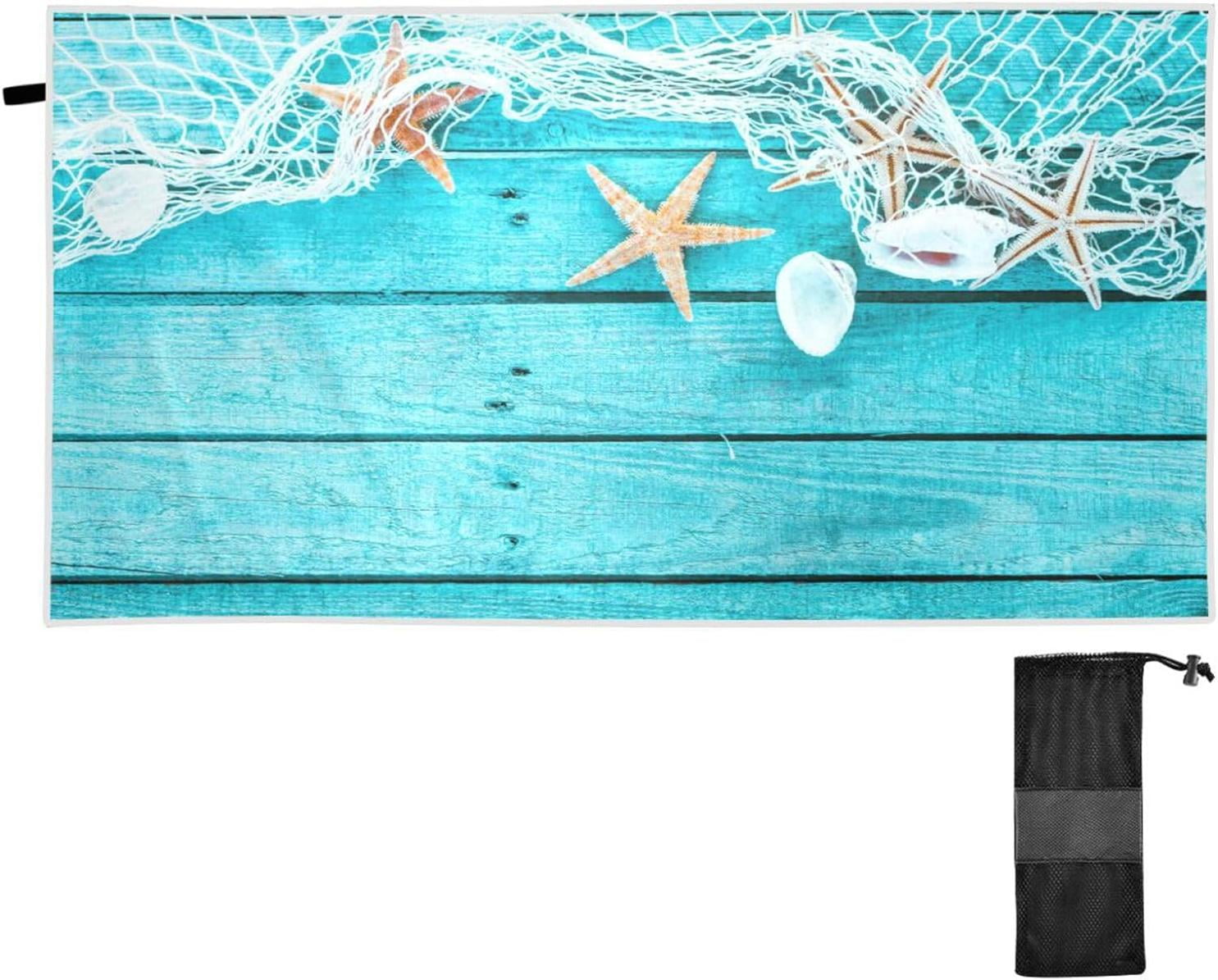 Coolnut Beach Towels Sea Shells Starfish Turquoise Wooden Camping ...