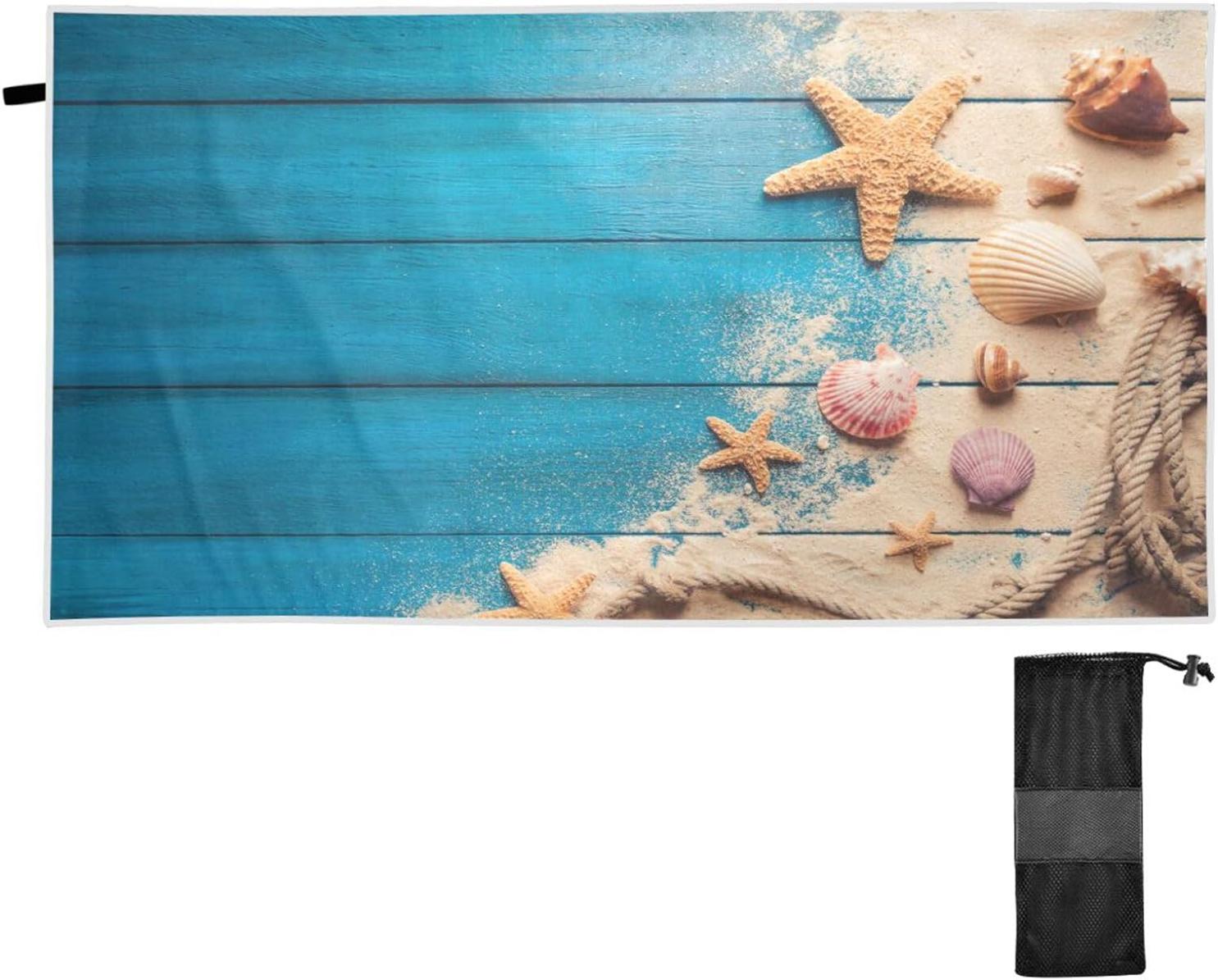 Coolnut Summer Starfish Blue Wooden Beach Towel Super Soft Microfiber ...