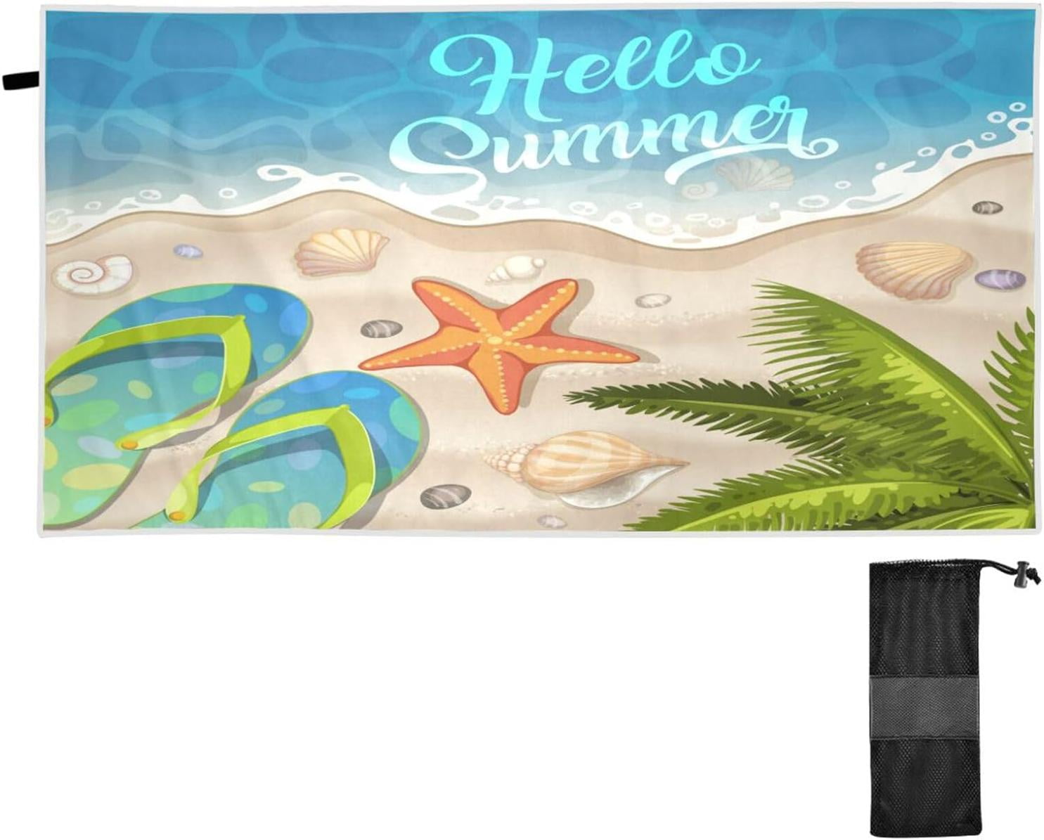 Coolnut Beach Towels Summer Starfish Flip Flop Camping Towels Tropical ...