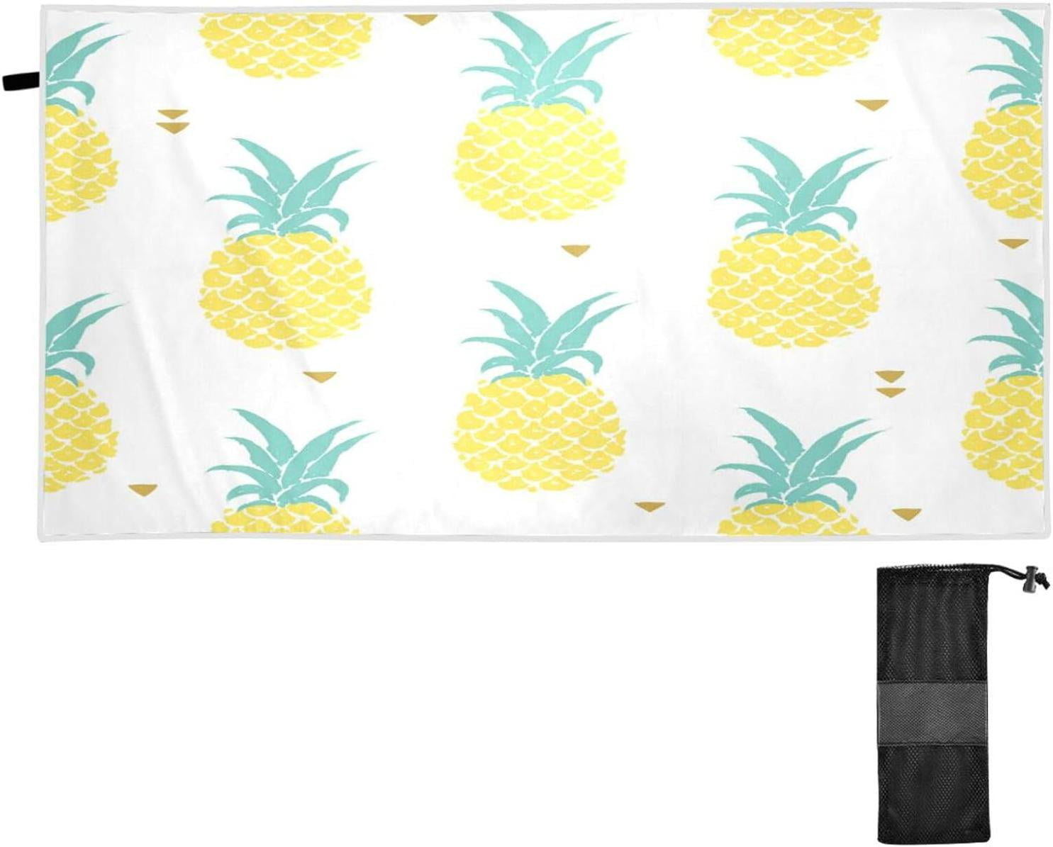 Coolnut Beach Towels Yellow Pineapple Camping Towels Tropical Fruit ...