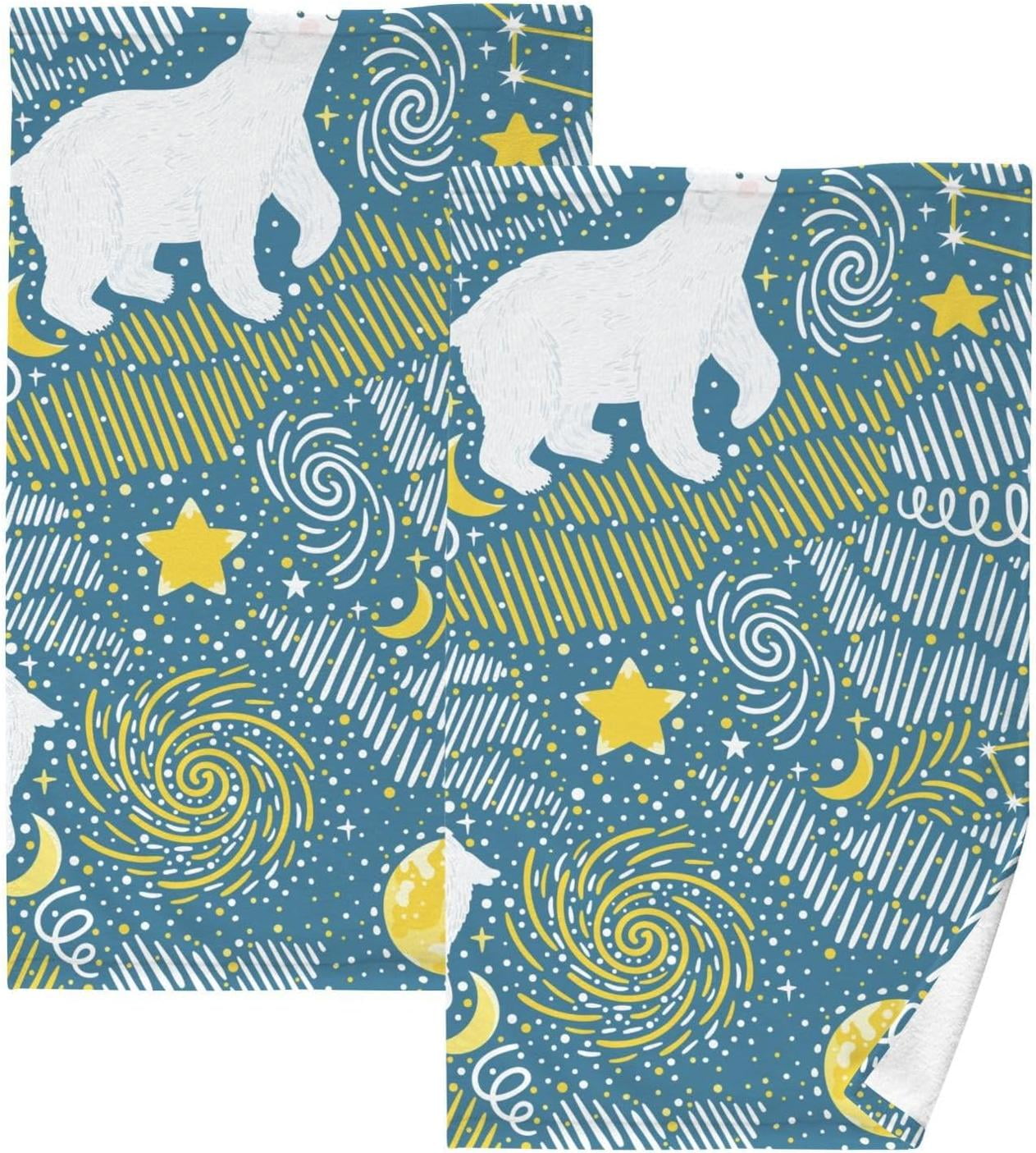 Coolnut Bear Sun Star Patterned Hand Towels 2 PCS, Cotton Bath Towel ...