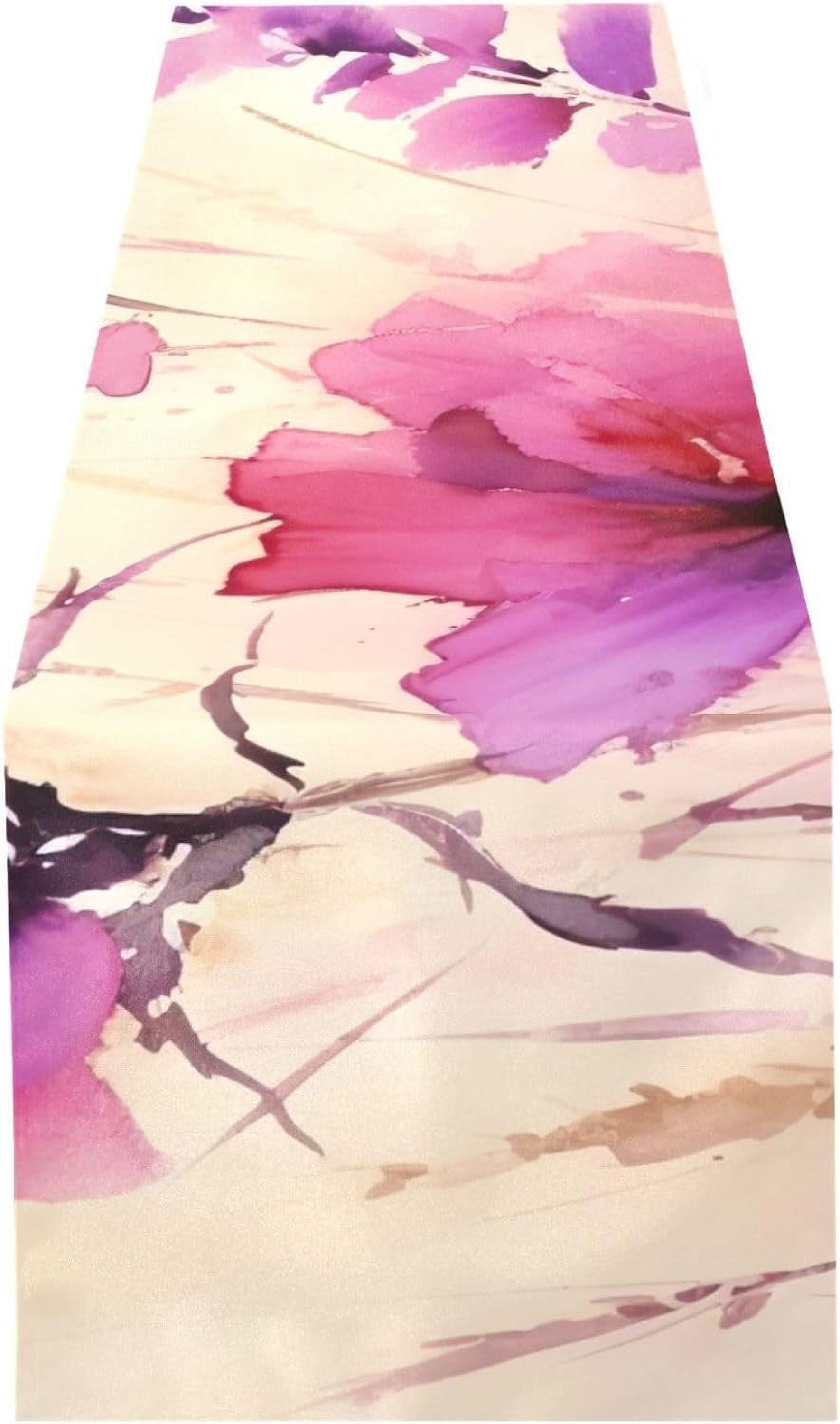 Coolnut Beautiful Artistic Purple Flowers Table Runner 18x72in,Coffee ...