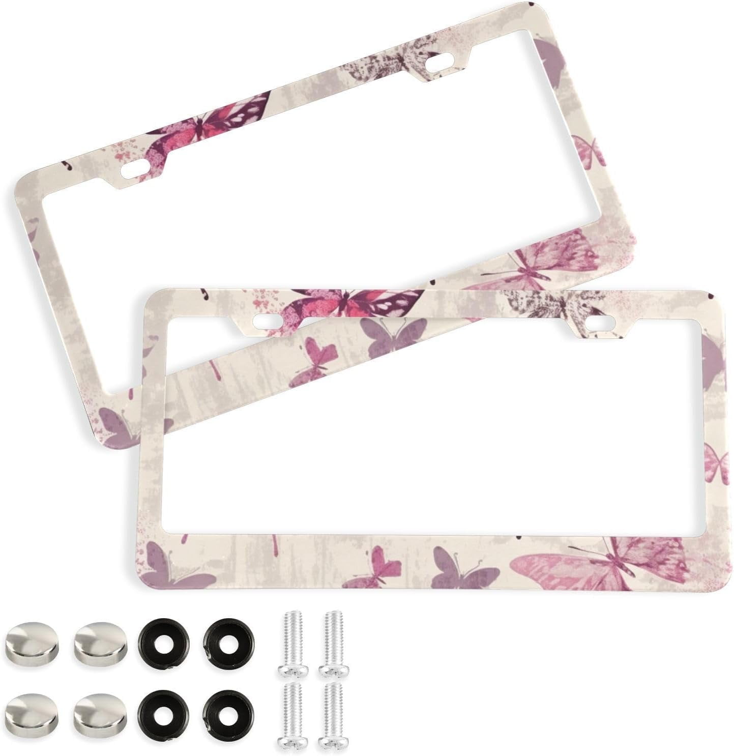 Coolnut Beautiful Butterfly 2 Pack License Plate Frames,Universal ...