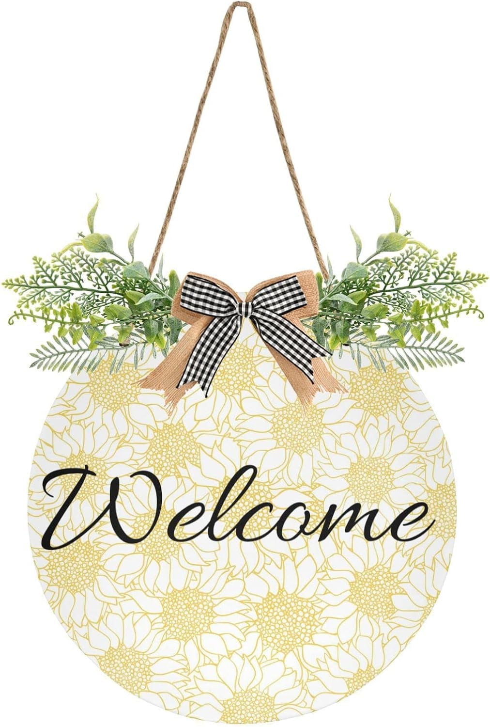 Coolnut Beautiful Daisy Flowers Welcome Sign for Front Door, Round Sign ...