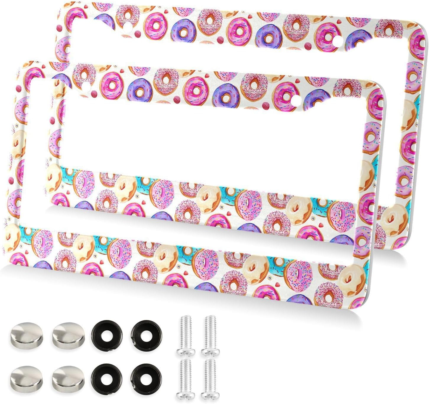 Coolnut Beautiful Donut Cake License Plate Frames 2 Packs,License Plate ...