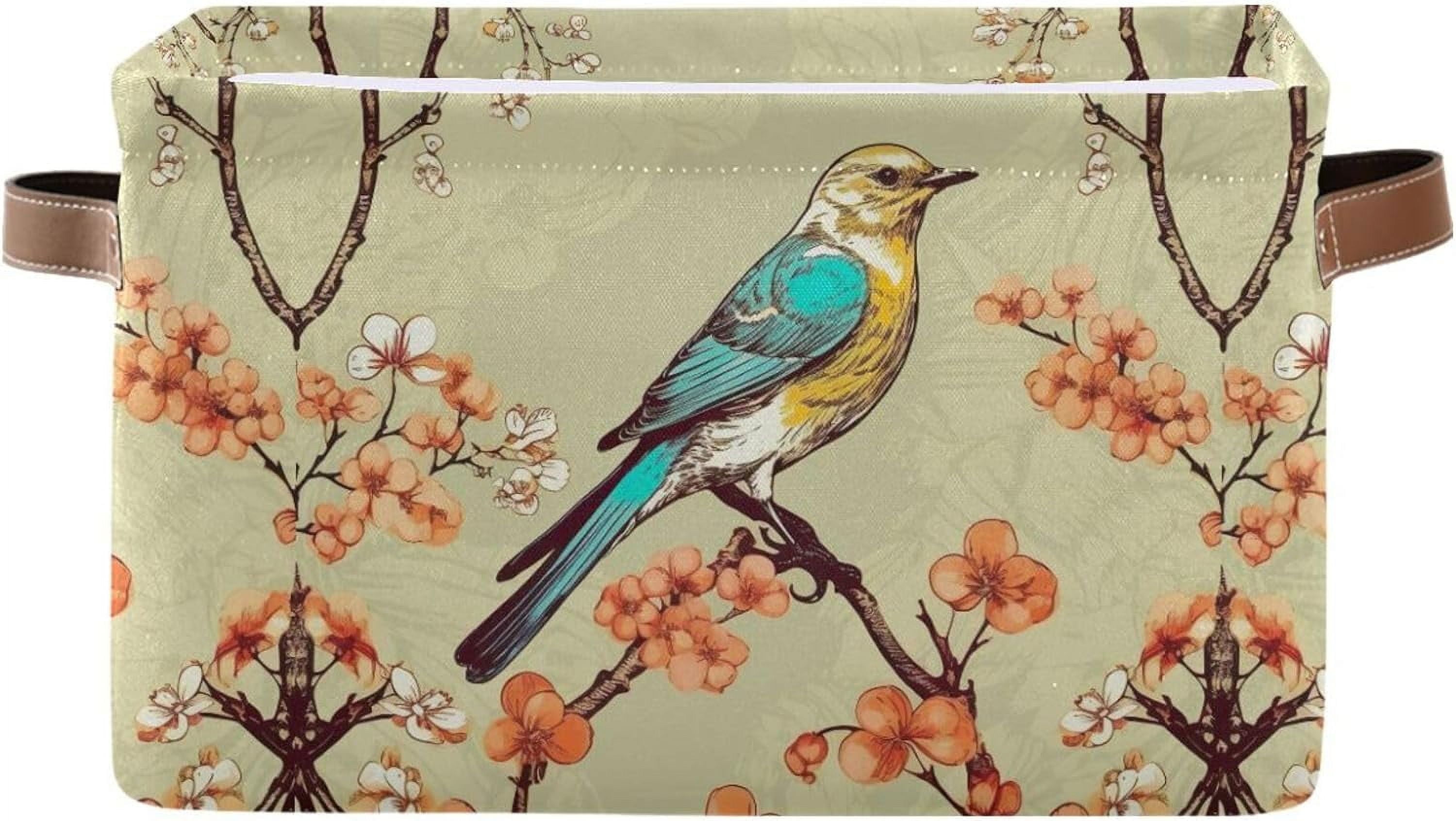 Coolnut Beautiful Forest Bird Storage Bins Foldable Canvas Fabric ...