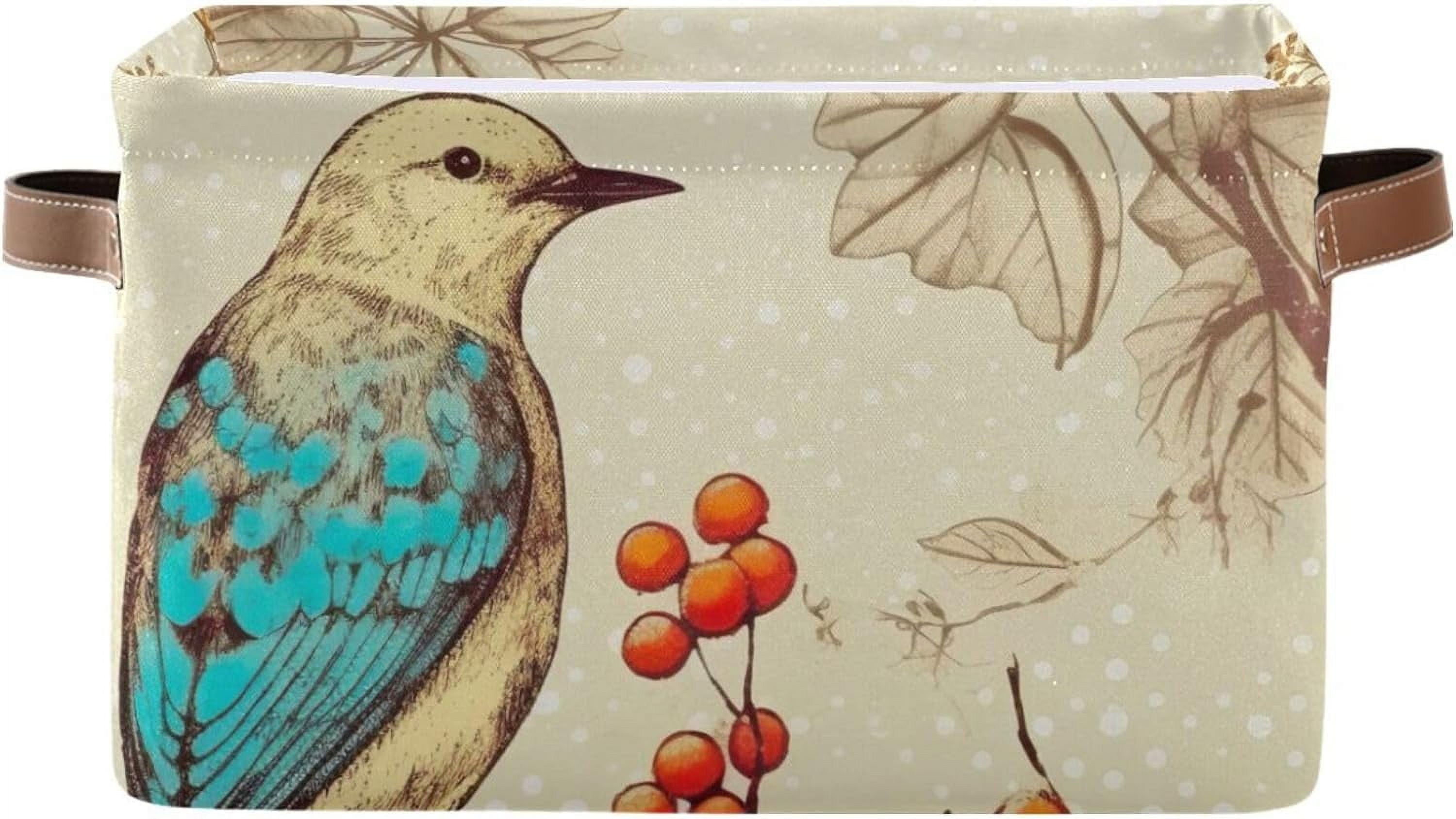 Coolnut Beautiful Forest Bird Storage Bins Foldable Canvas Fabric ...