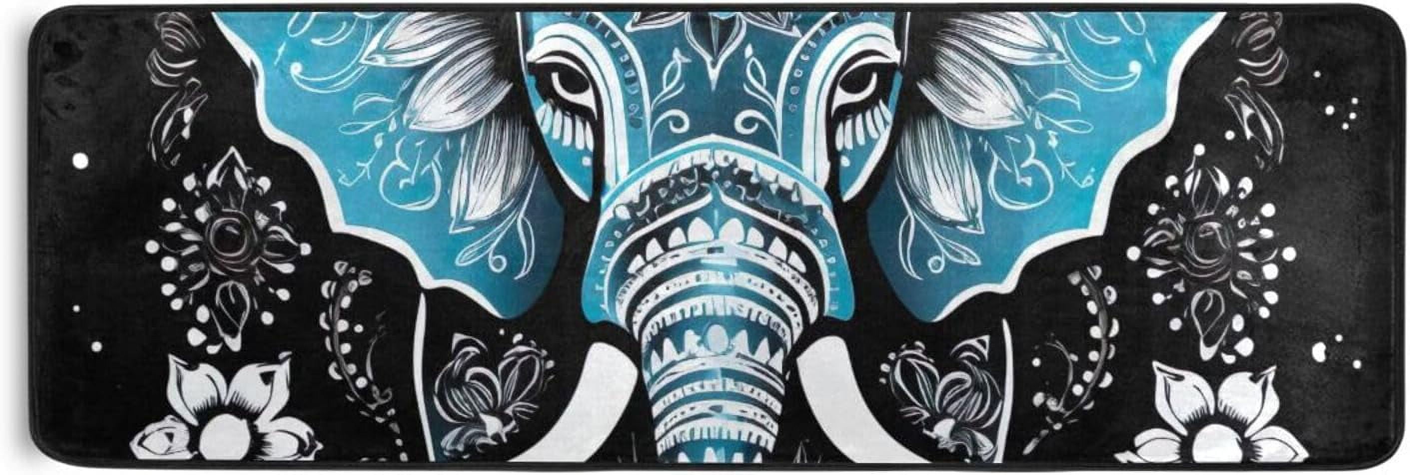 Coolnut Beautiful Indian Elephant Area Rug - 2' x 6' Washable Runner ...