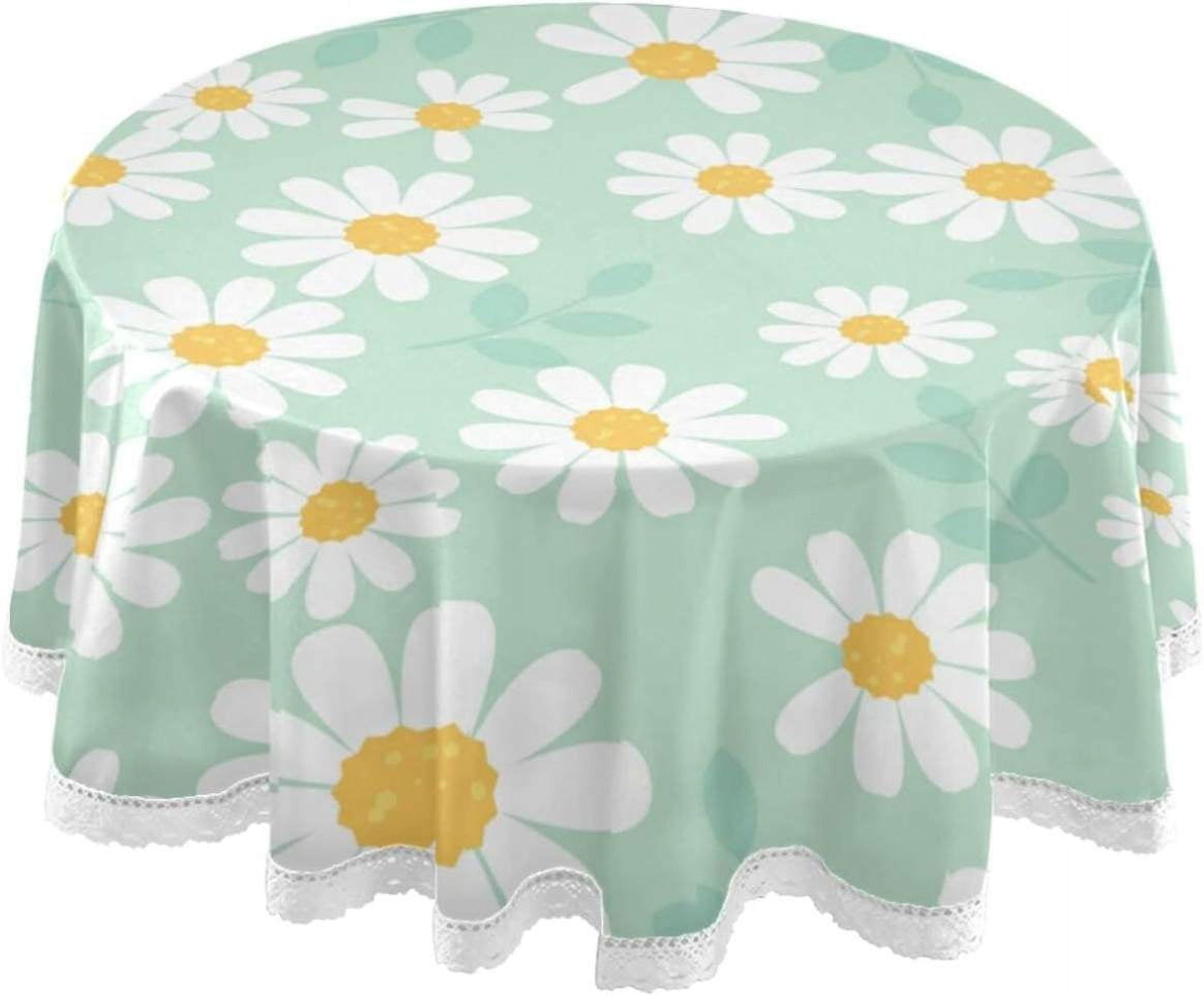 Coolnut Beautiful Little Daisies Round Tablecloth 60In,Table Cover ...