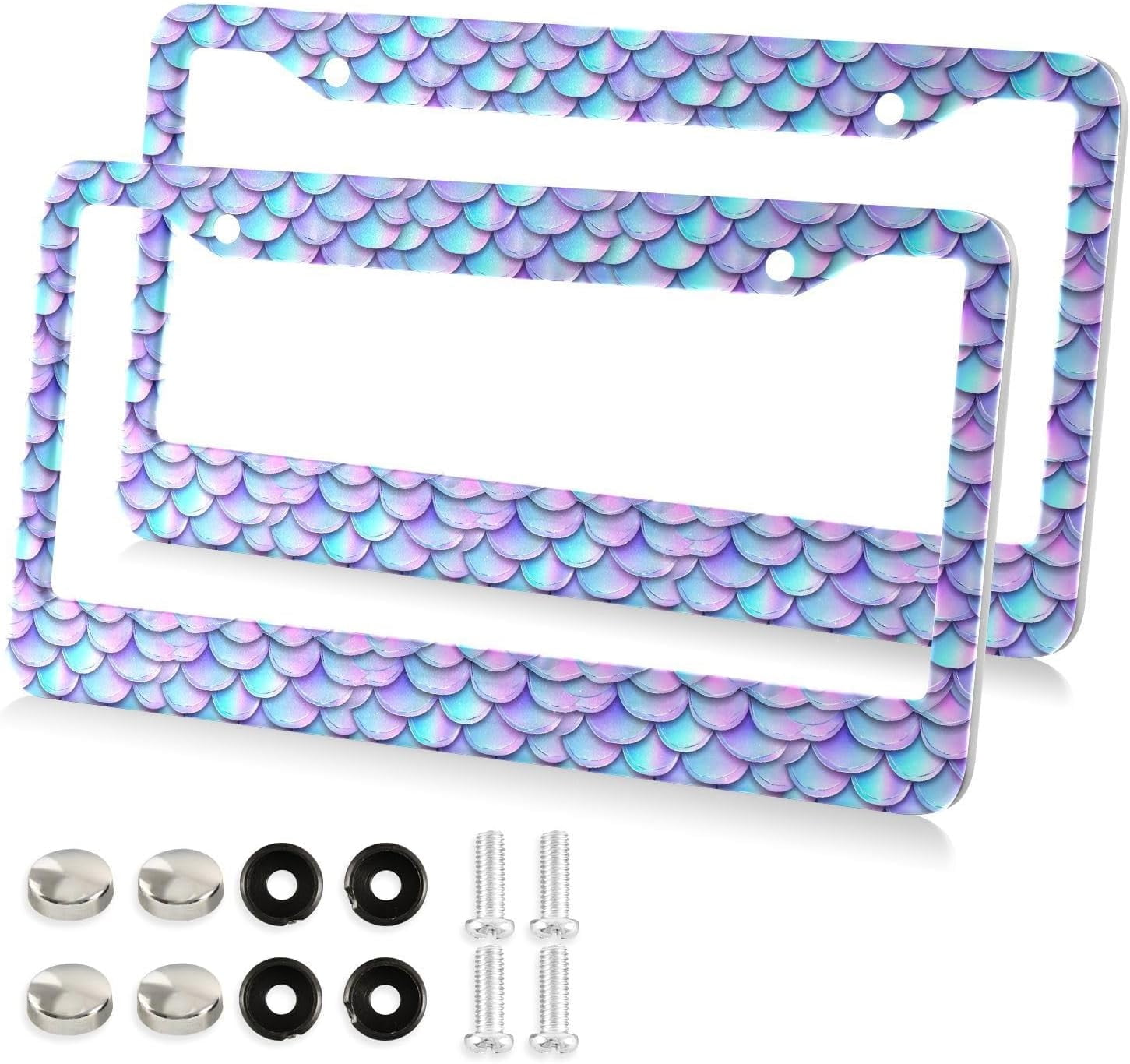 Coolnut Beautiful Mermaid Scales License Plate Frames 2 Packs,License ...