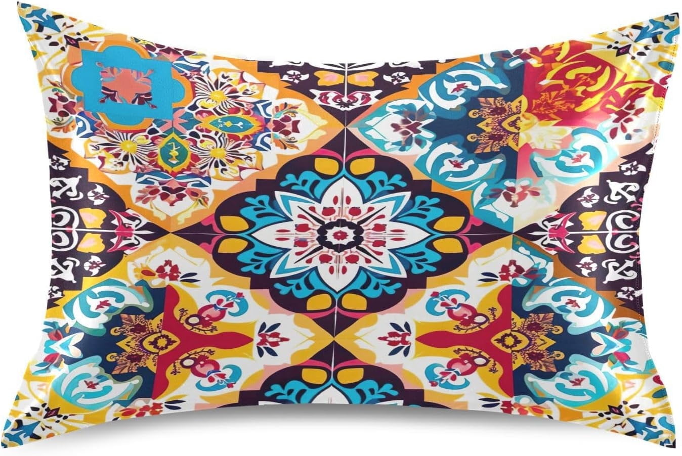 Coolnut Beautiful Mexican Style Ceramic Tiles Pillowcase for Hair and ...
