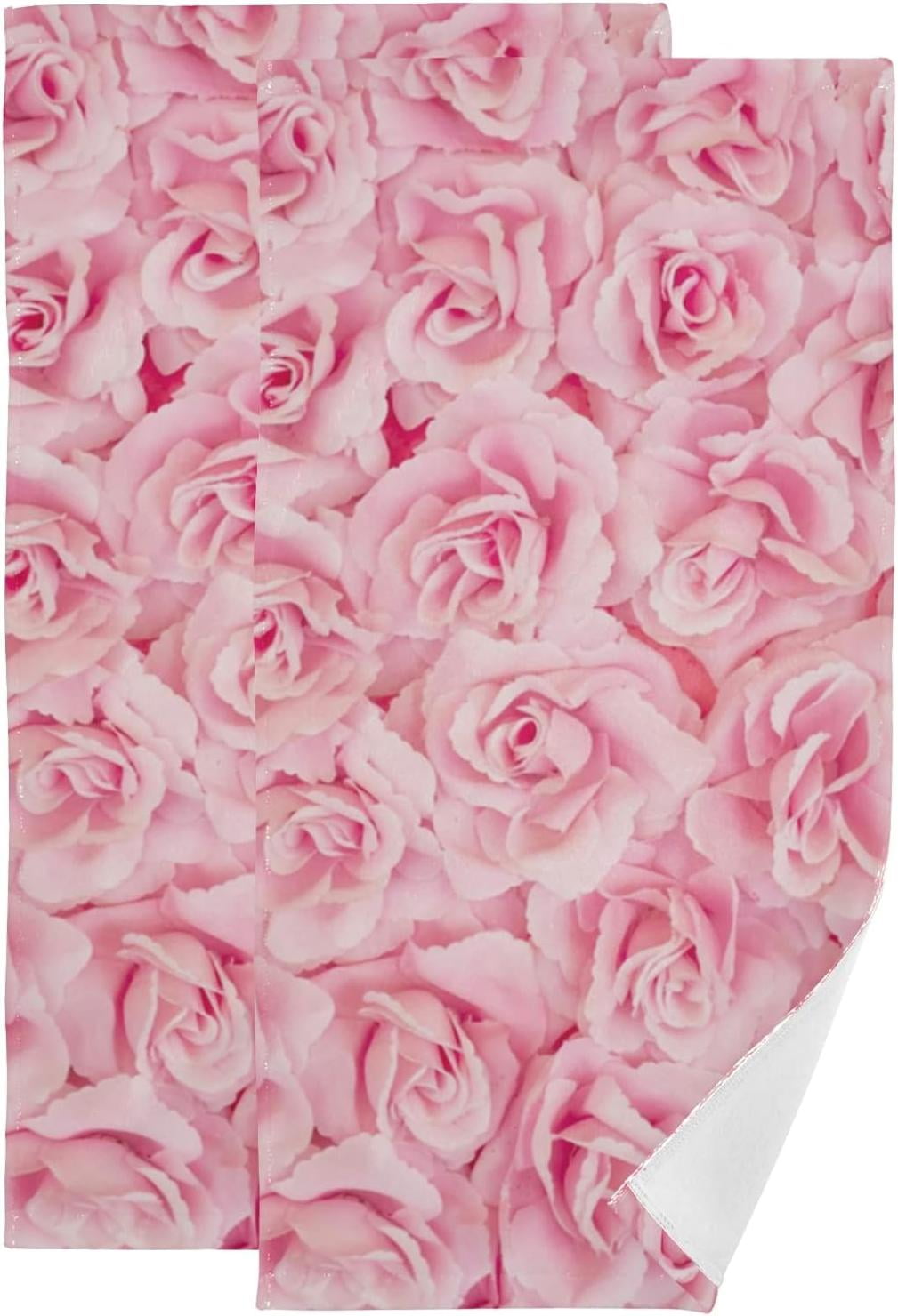 Coolnut Beautiful Pink Rose Hand Towels Set of 2 Ultra Soft Face Towel ...