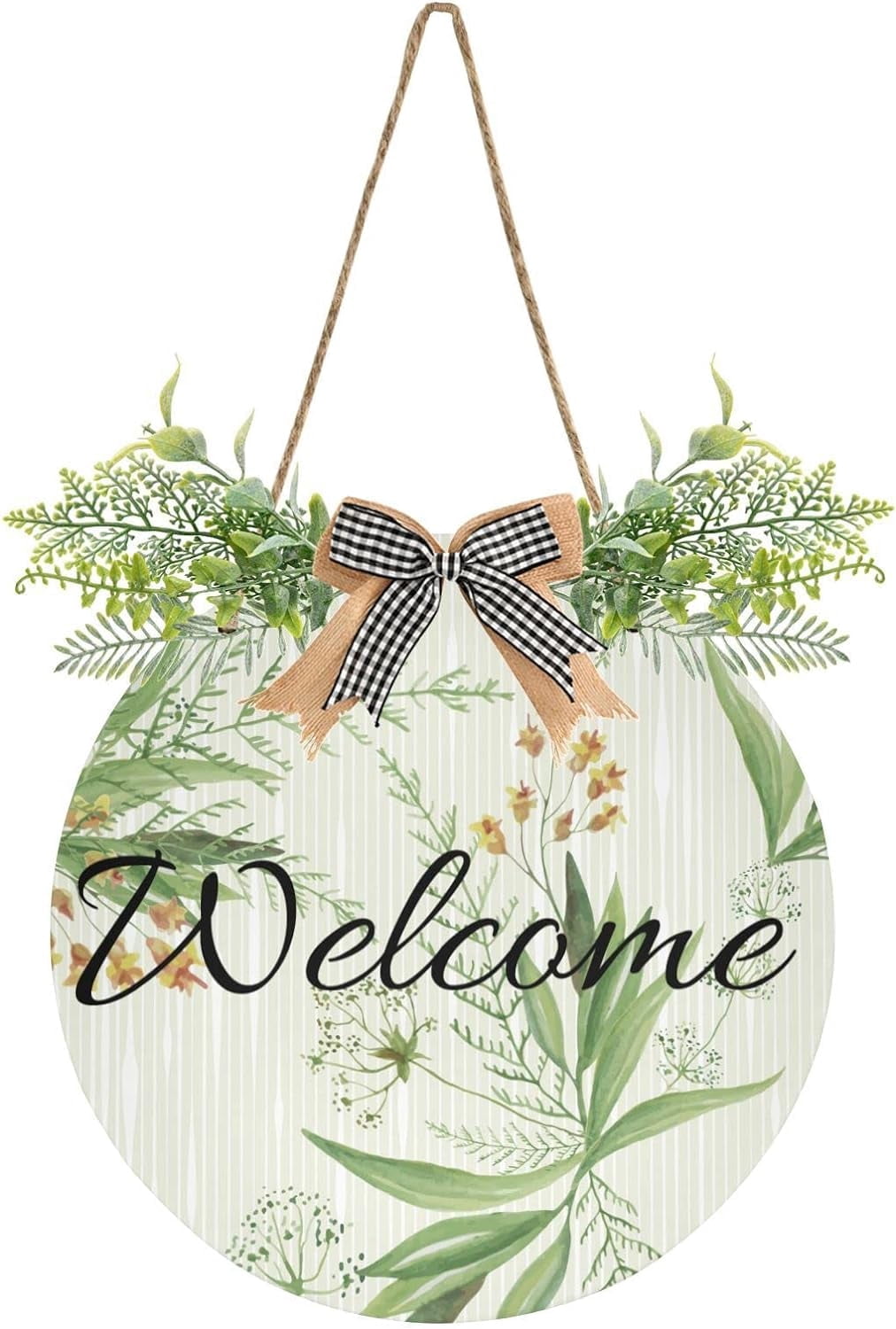 Coolnut Beautiful Plant Leaves Welcome Sign for Front Door, Round Sign ...