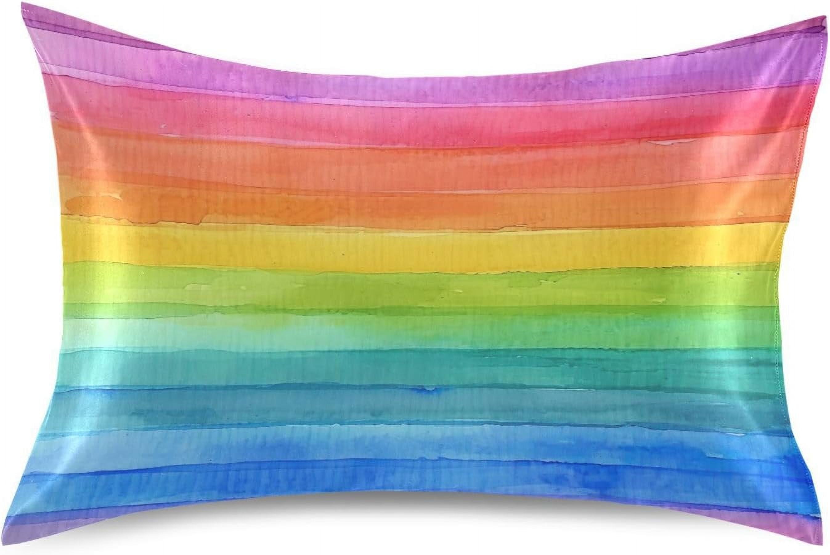 Coolnut Beautiful Rainbow Stripes Pillowcase for Hair and Skin Silk ...
