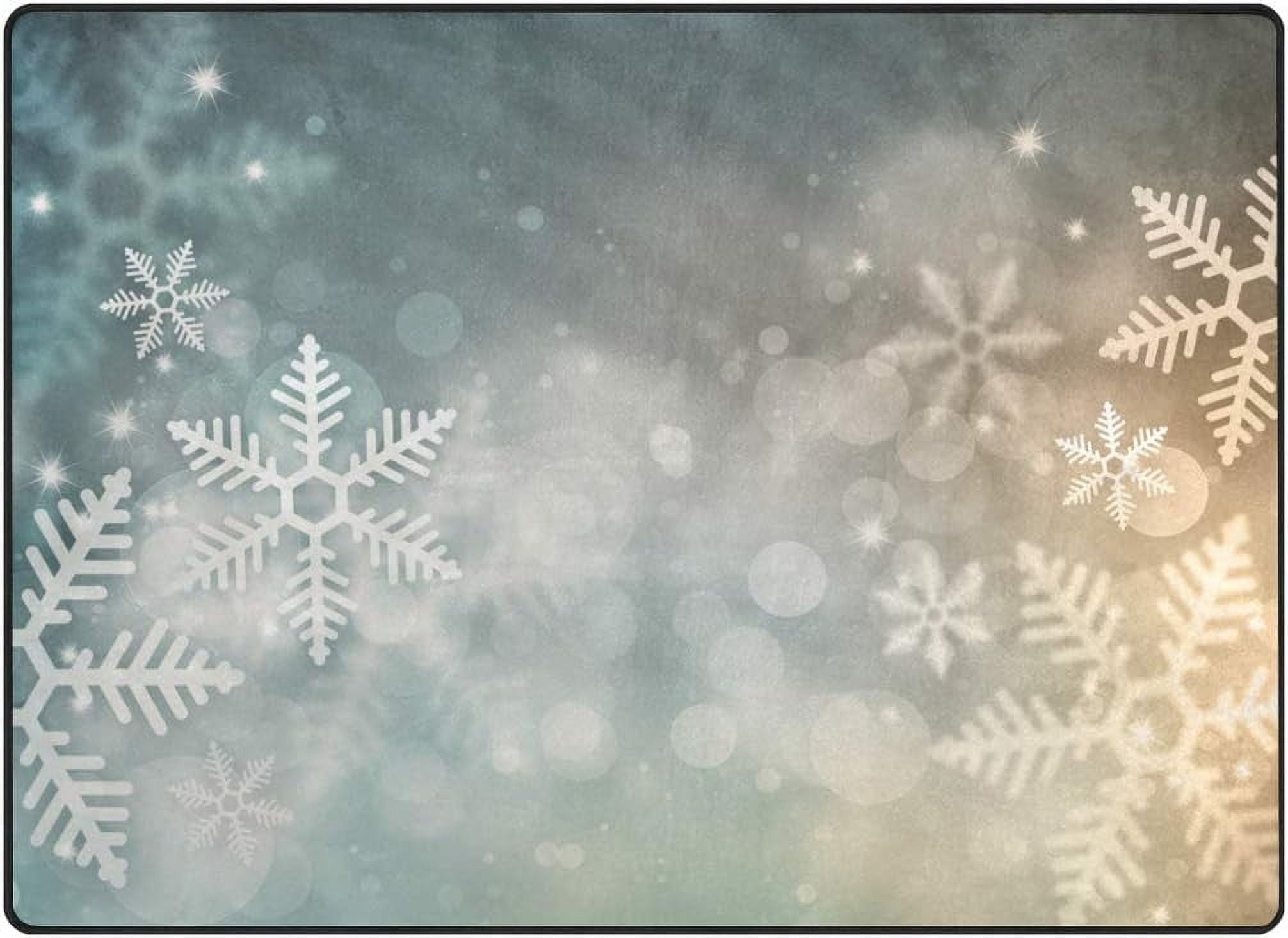Coolnut Beautiful Snowflake Christmas Area Rug Carpet, Light Weight ...