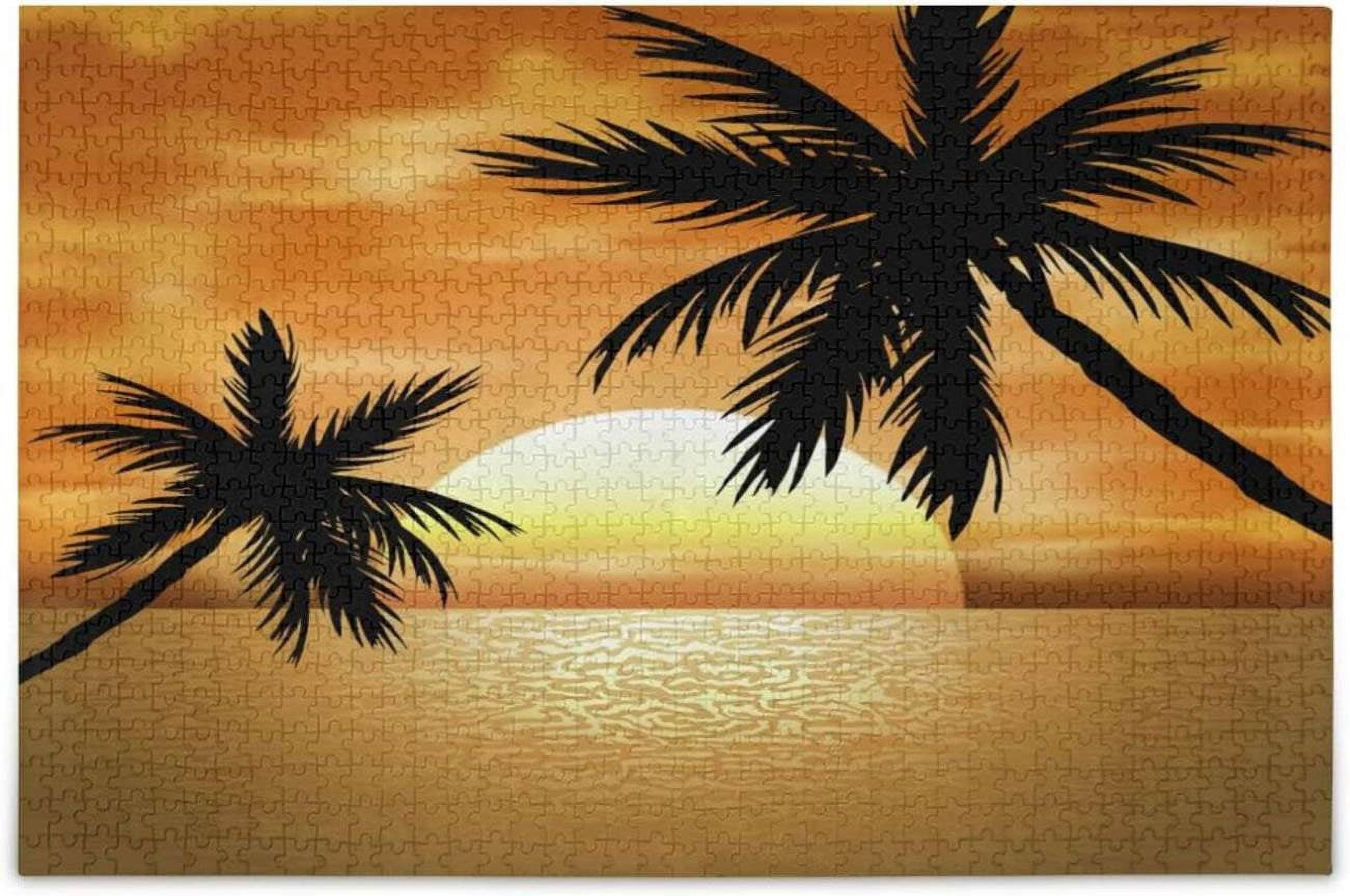 Coolnut Beautiful Sunset Beach Ocean Tropical Coconut Palm Tree Jigsaw ...