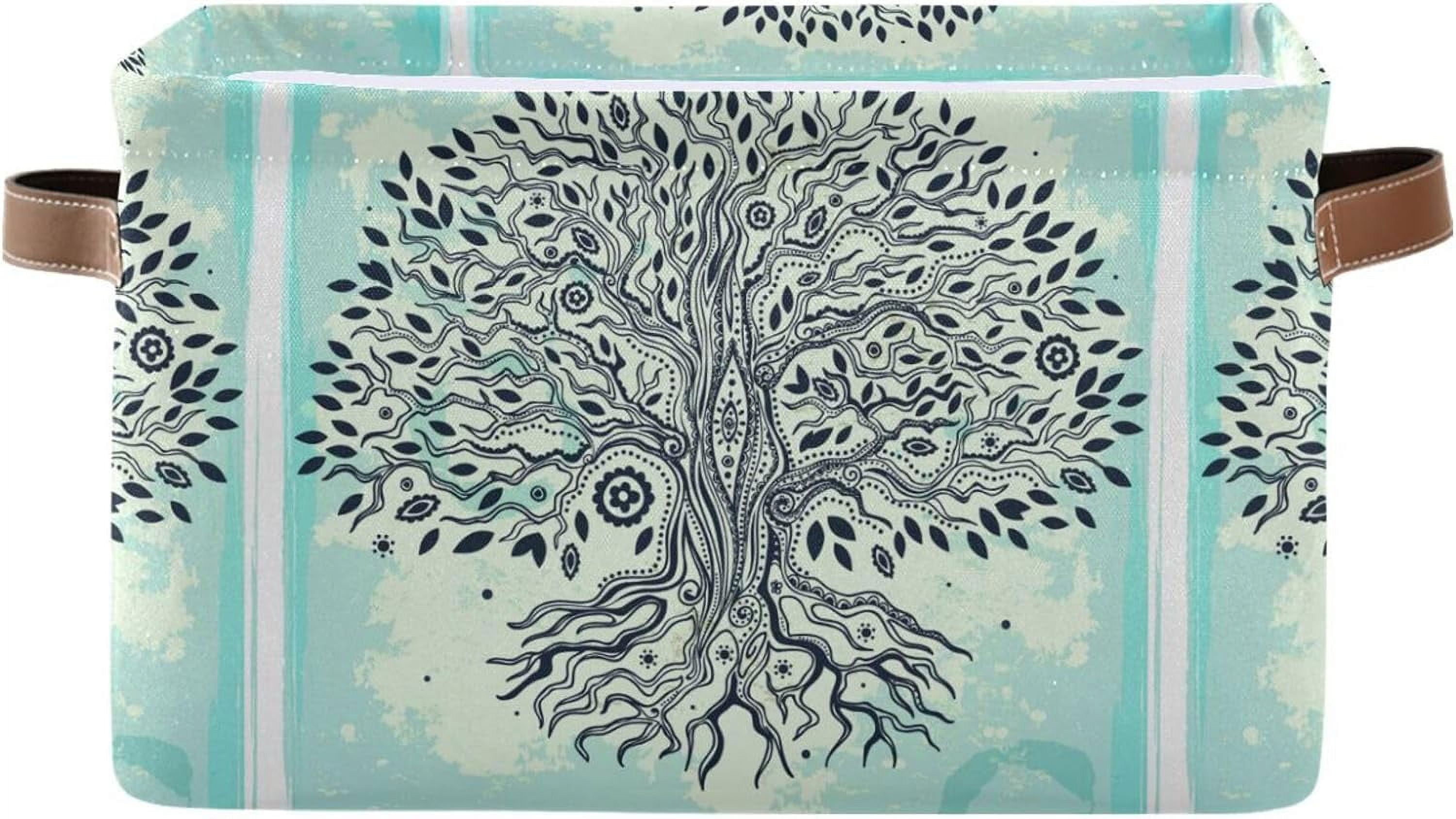 Coolnut Beautiful Vintage Life Tree Foldable Canvas Storage Bin, Sturdy ...