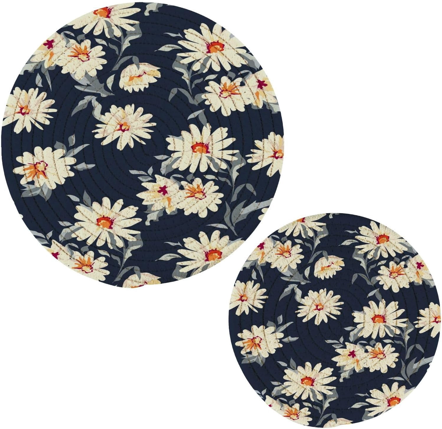Coolnut Beautiful White Daisy Flower Floral Placemats Set of 2, Woven ...