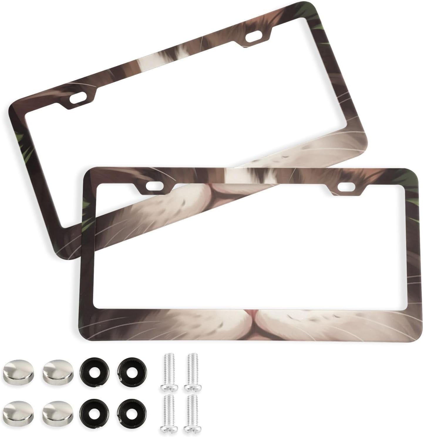 Coolnut Big Eyes Cat License Plate Frames - Universal Aluminum License ...