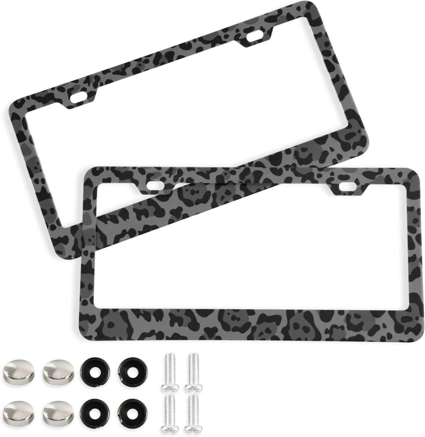 Coolnut Black Leopard License Plate Frames 2pcs, Aluminum Universal Car ...