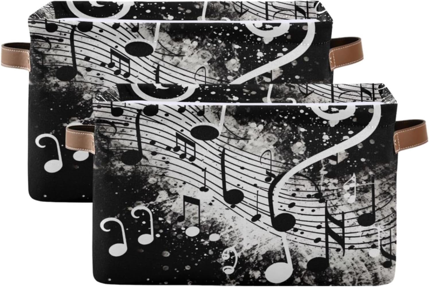 Coolnut Black Music Notes Foldable Storage Basket for Shelves ...