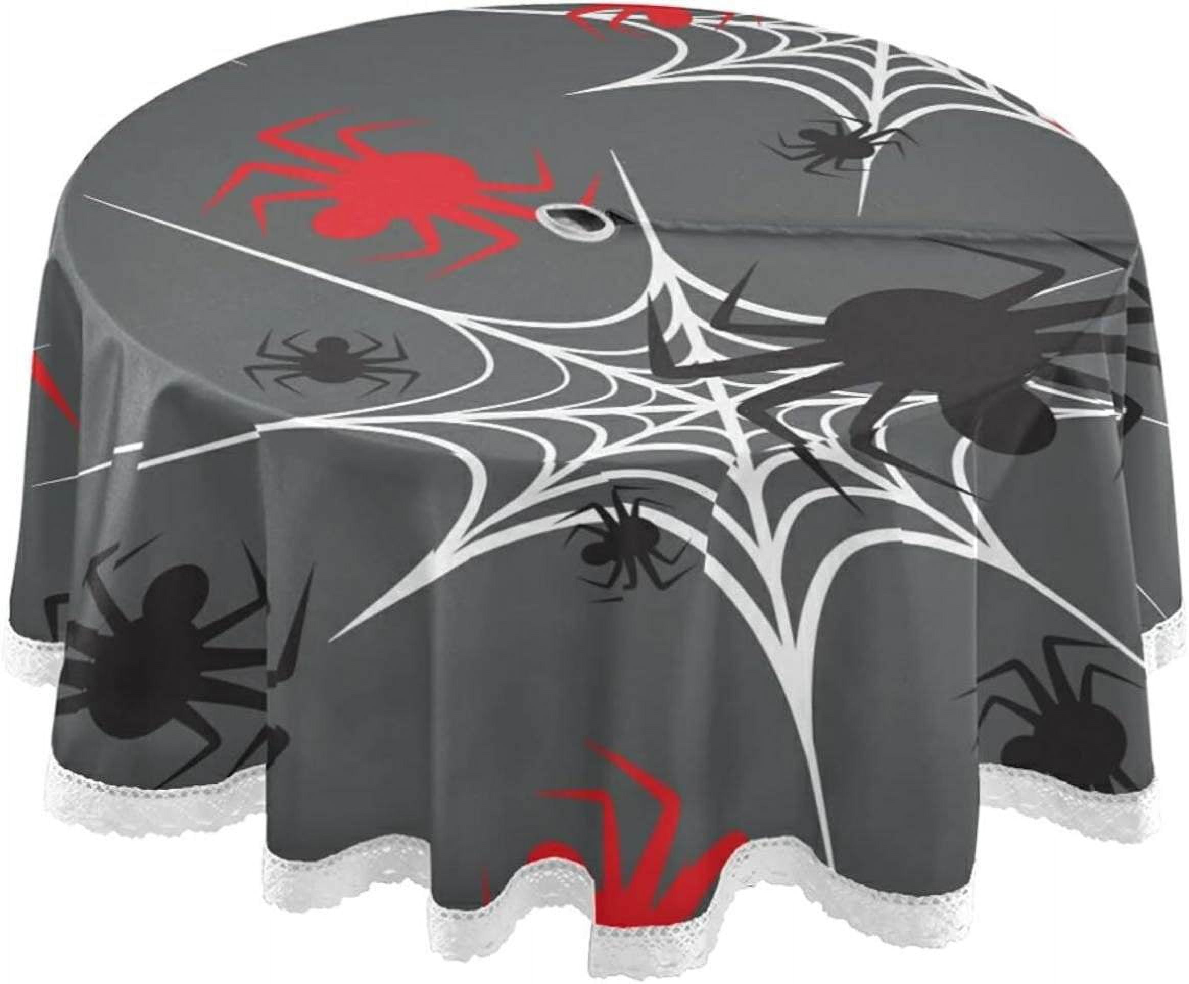 Coolnut Black and Red Spiders White Spiderweb Round Tablecloth 60 ...