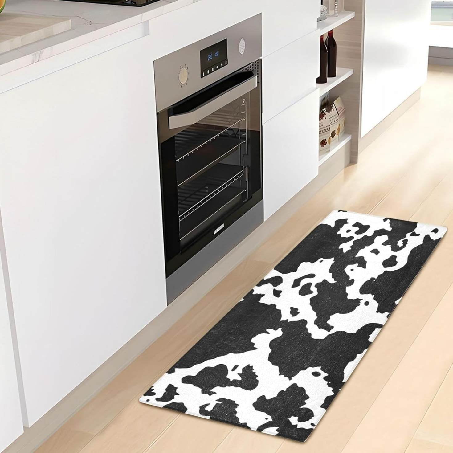 Coolnut Black White Cow Soft Runner Rug, Washable Non-Slip Room Rug ...