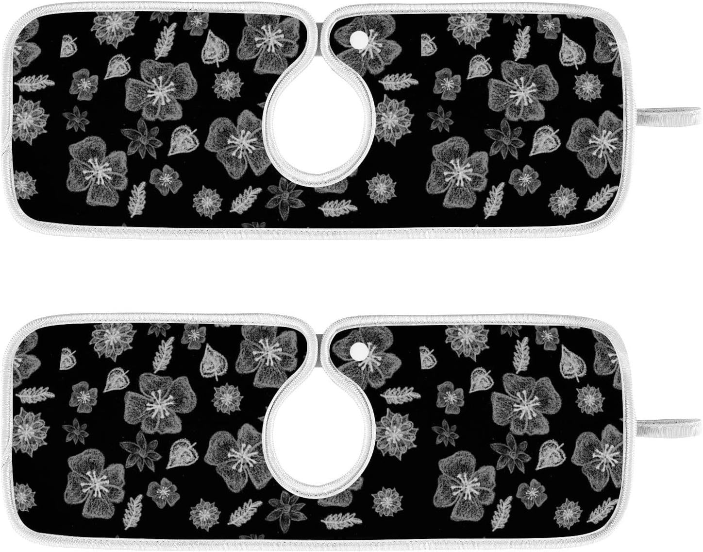 Coolnut Black White Flowers Sink Splash Guard for Faucet 2 Packs Faucet ...