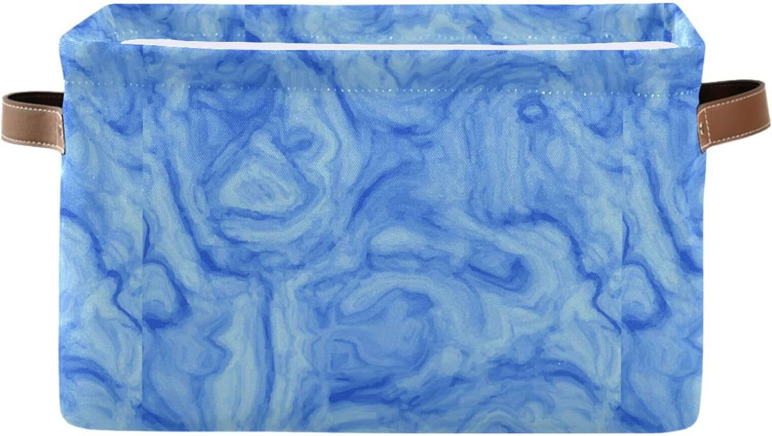 Coolnut Blue Abstract Marble Foldable Canvas Storage Bin, Sturdy Fabric ...