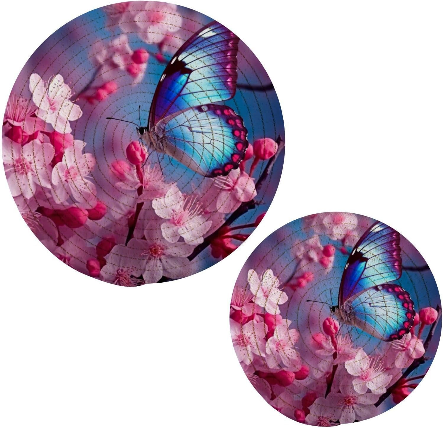 Coolnut Blue Butterfly Pink Flowers Trivets Pot Holders Set of 2 ...
