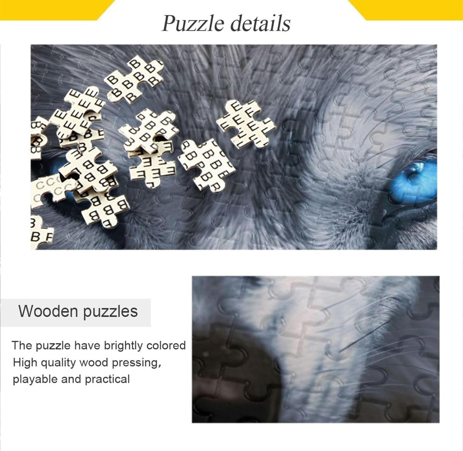 Coolnut Blue Eyes Wolf Puzzles for Adults and Kids 1000 Pieces, Wooden ...