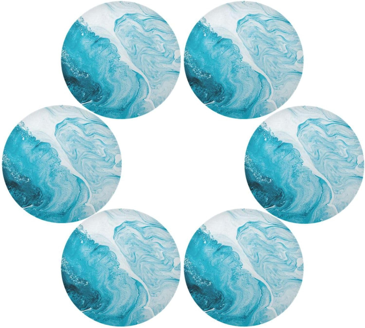 Coolnut Blue Marble Texture Round Placemats Set of 6,Non-Slip Heat ...