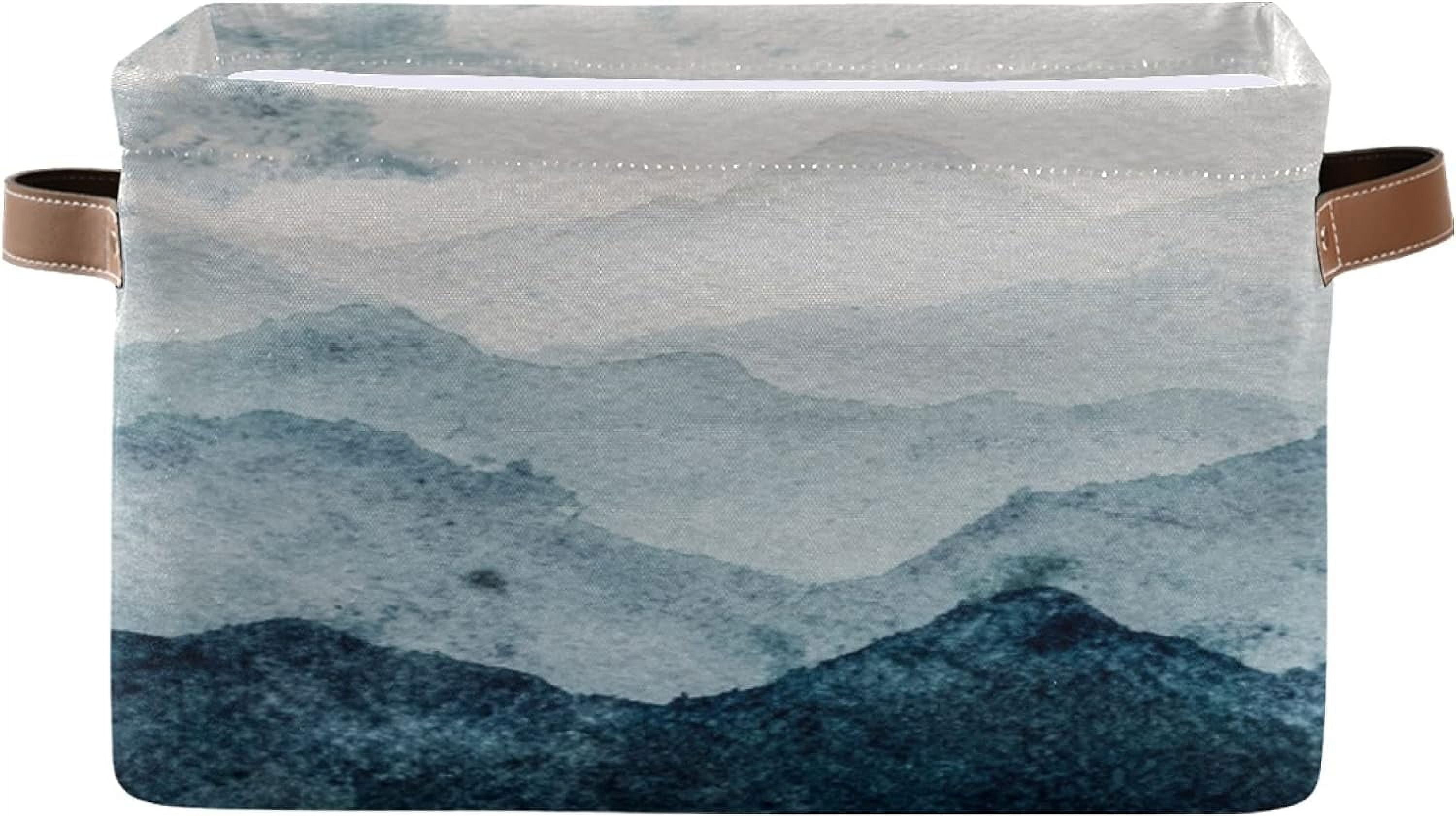 Coolnut Blue Watercolor Mountains Foldable Storage Basket for Shelves ...