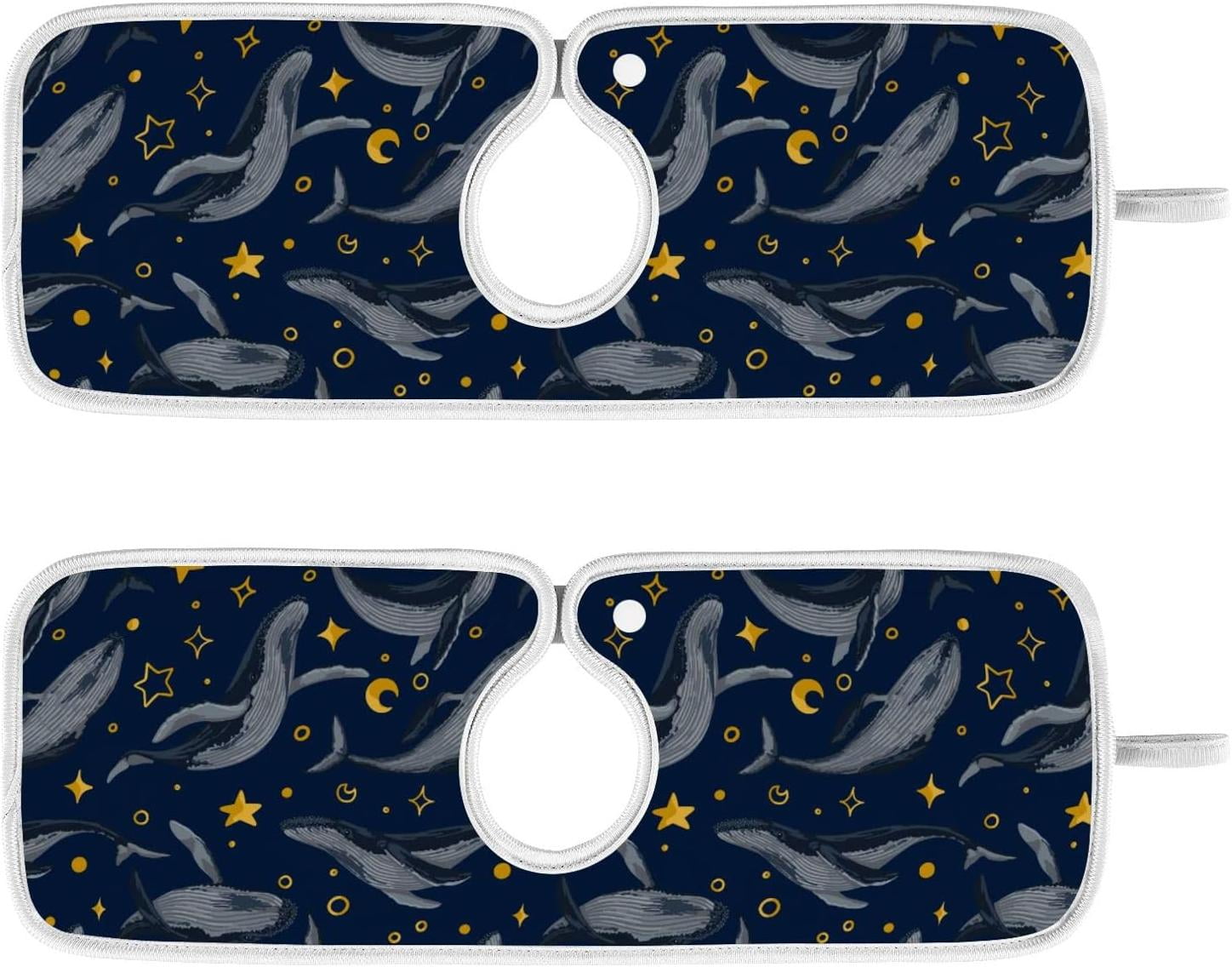 Coolnut Blue Whales Stars Sink Splash Guard for Faucet 2 Packs Faucet ...