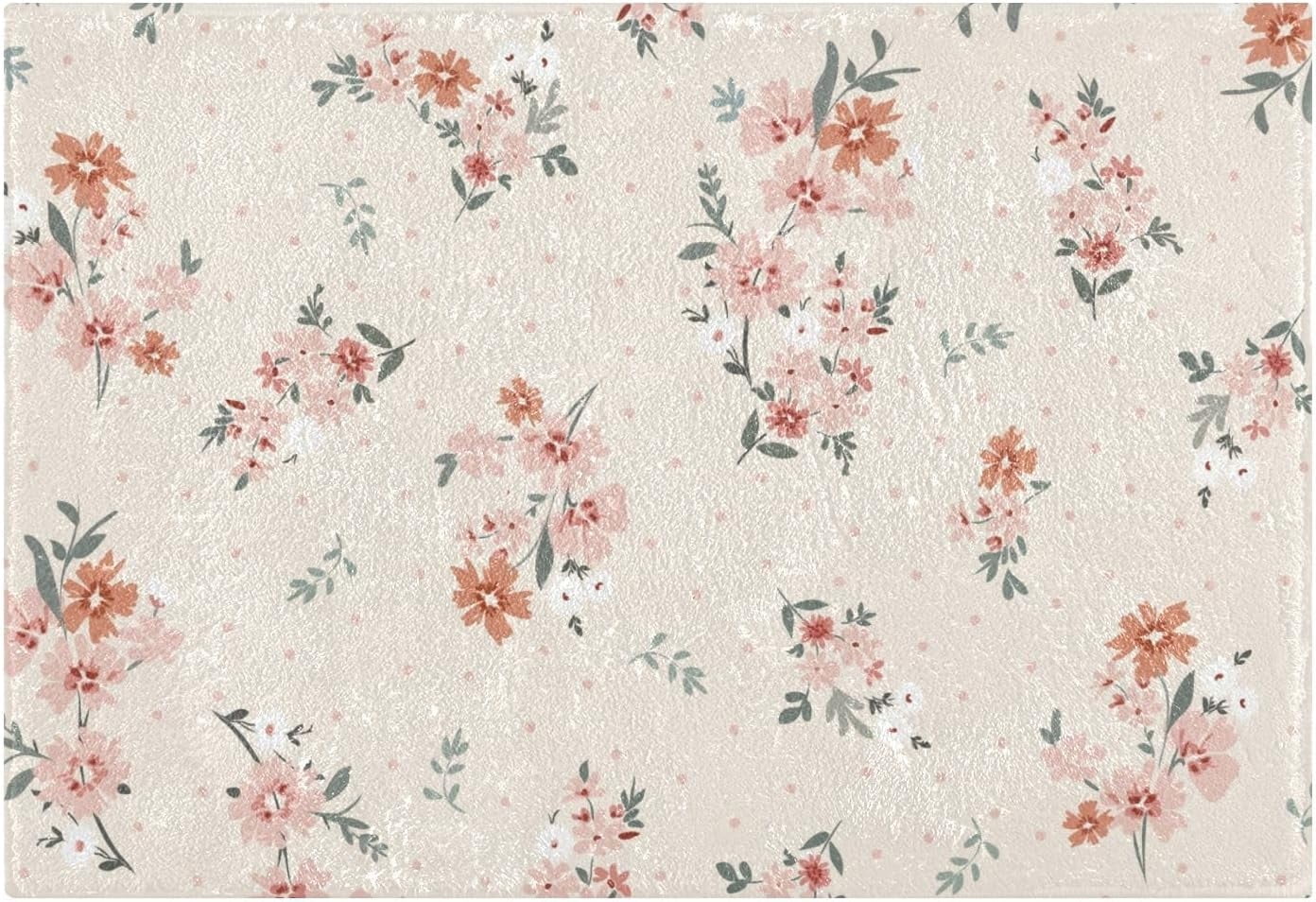 Coolnut Bohemian Flowers Bathroom Rug Rectangular Bath Mat Non Slip ...