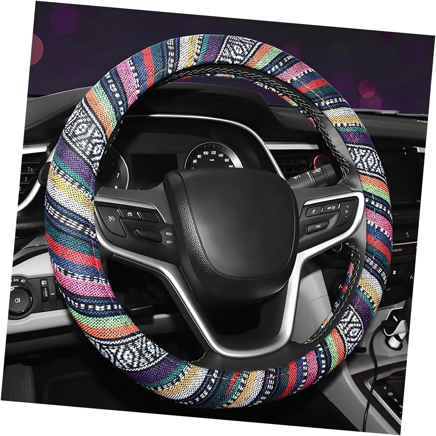 Coolnut Bohemian Steering Wheel Cover, 15 Inch Rough Linen Fabric ...