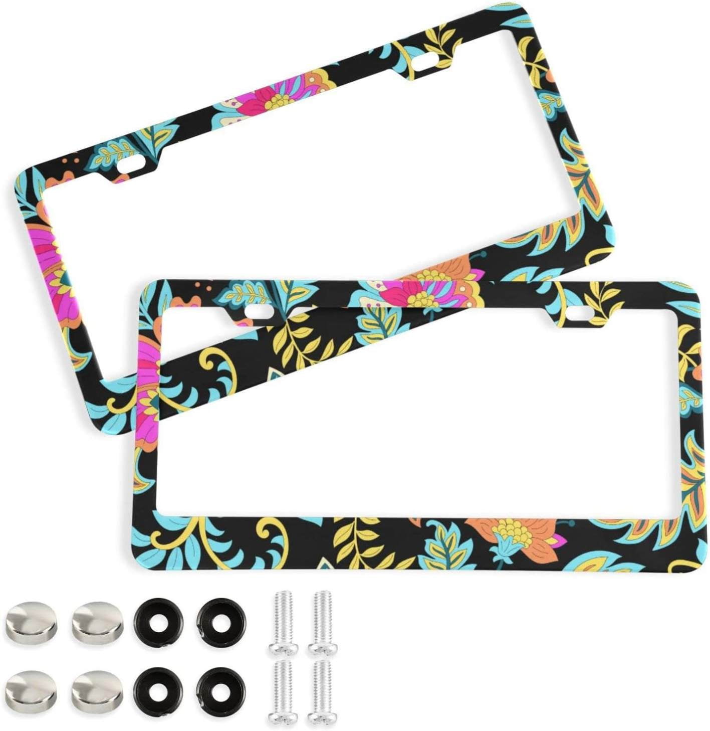 Coolnut Boho Flower License Plate Frames 2pcs, Aluminum Universal Car ...