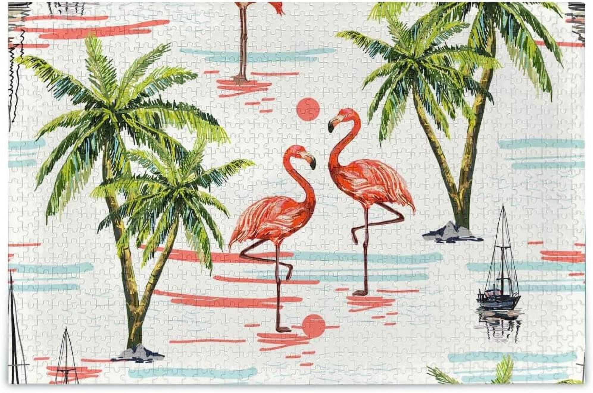Coolnut Botanical Coconut Palm Tree Sailboat Sun Pink Flamingo Summer ...