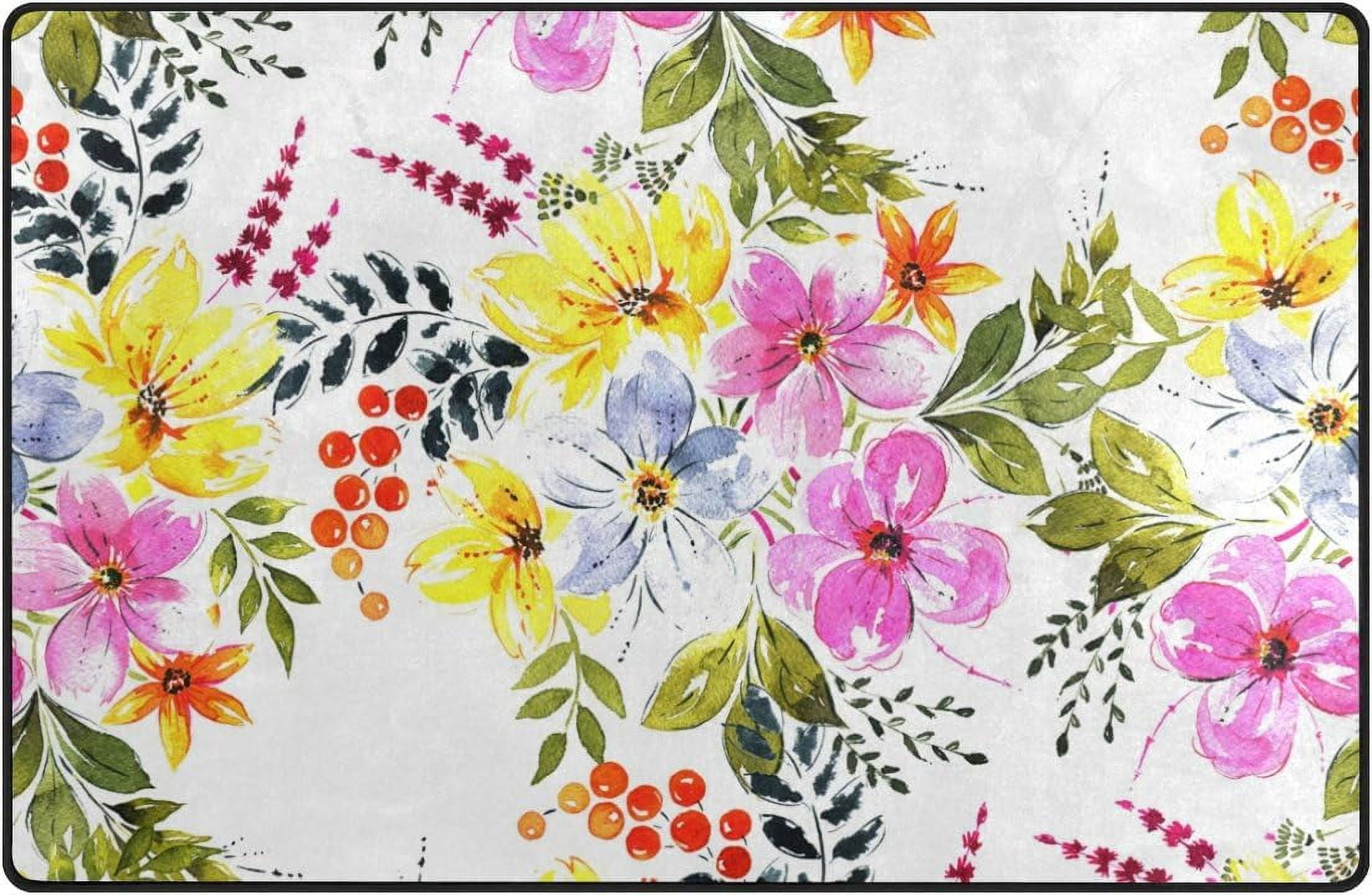 Coolnut Bright Floral Bouquets Area Rug Pad 60 x 39 inch (5'x 3'3 ...
