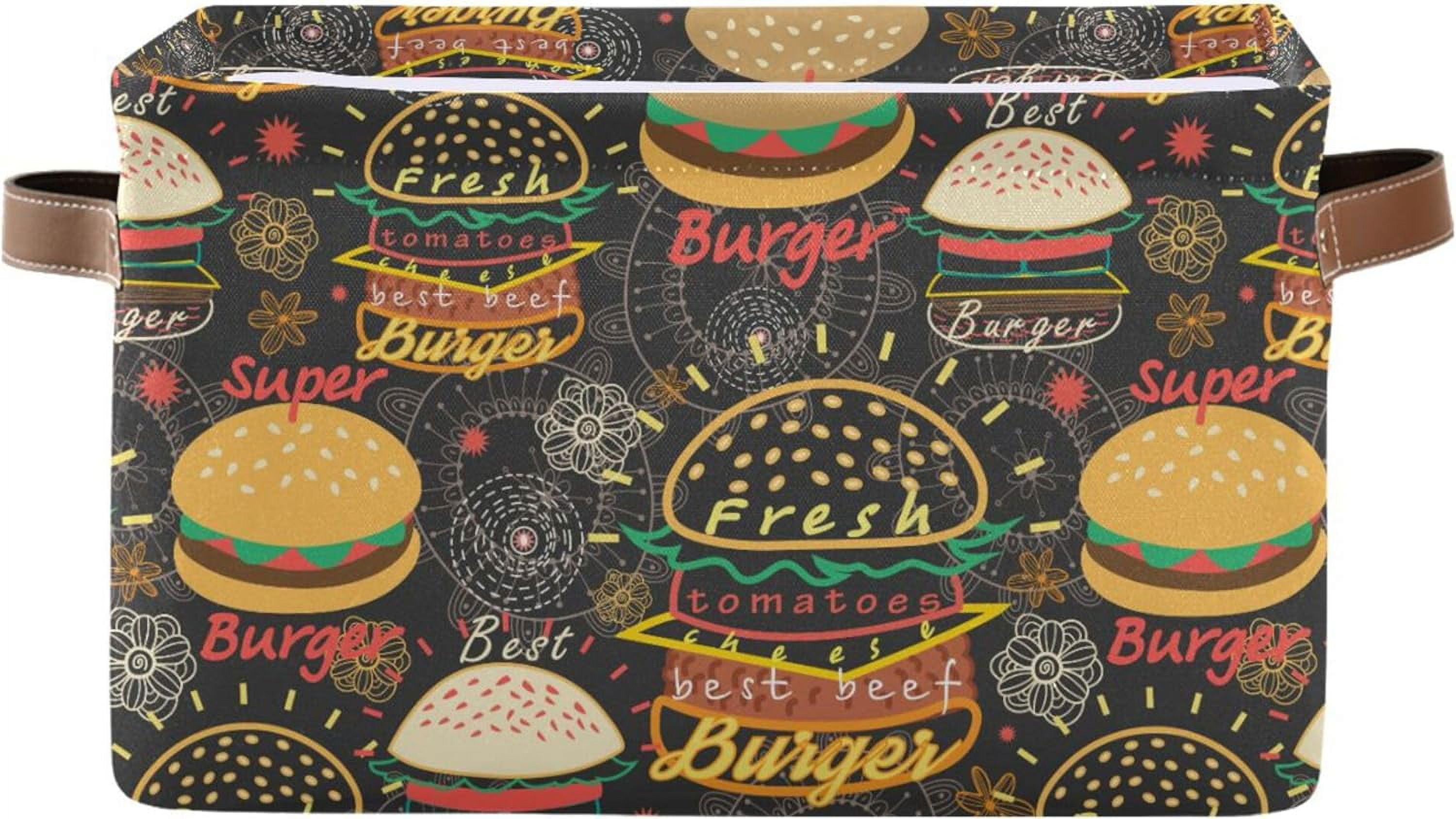 Coolnut Bright Tasty Burgers Storage Basket Foldable Storage Bin 2 Pack ...