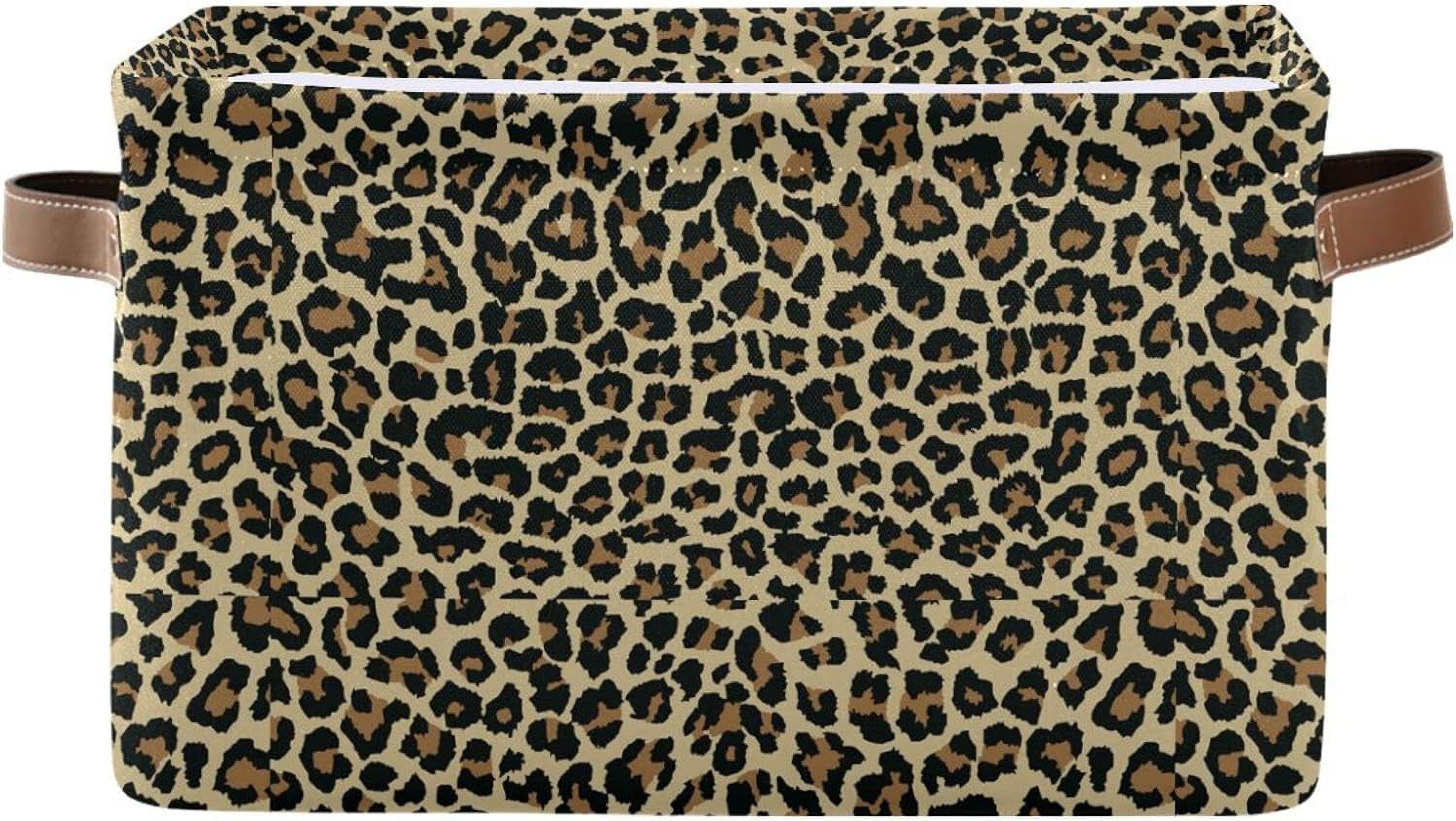 Coolnut Brown Leopard Print Foldable Storage Basket for Shelves ...