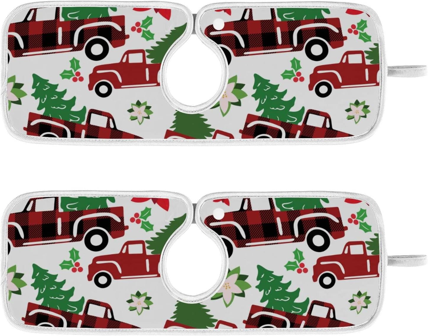 Coolnut Buffalo Plaid Christmas Tree 2PCS Kitchen Faucet Mat Bathroom ...