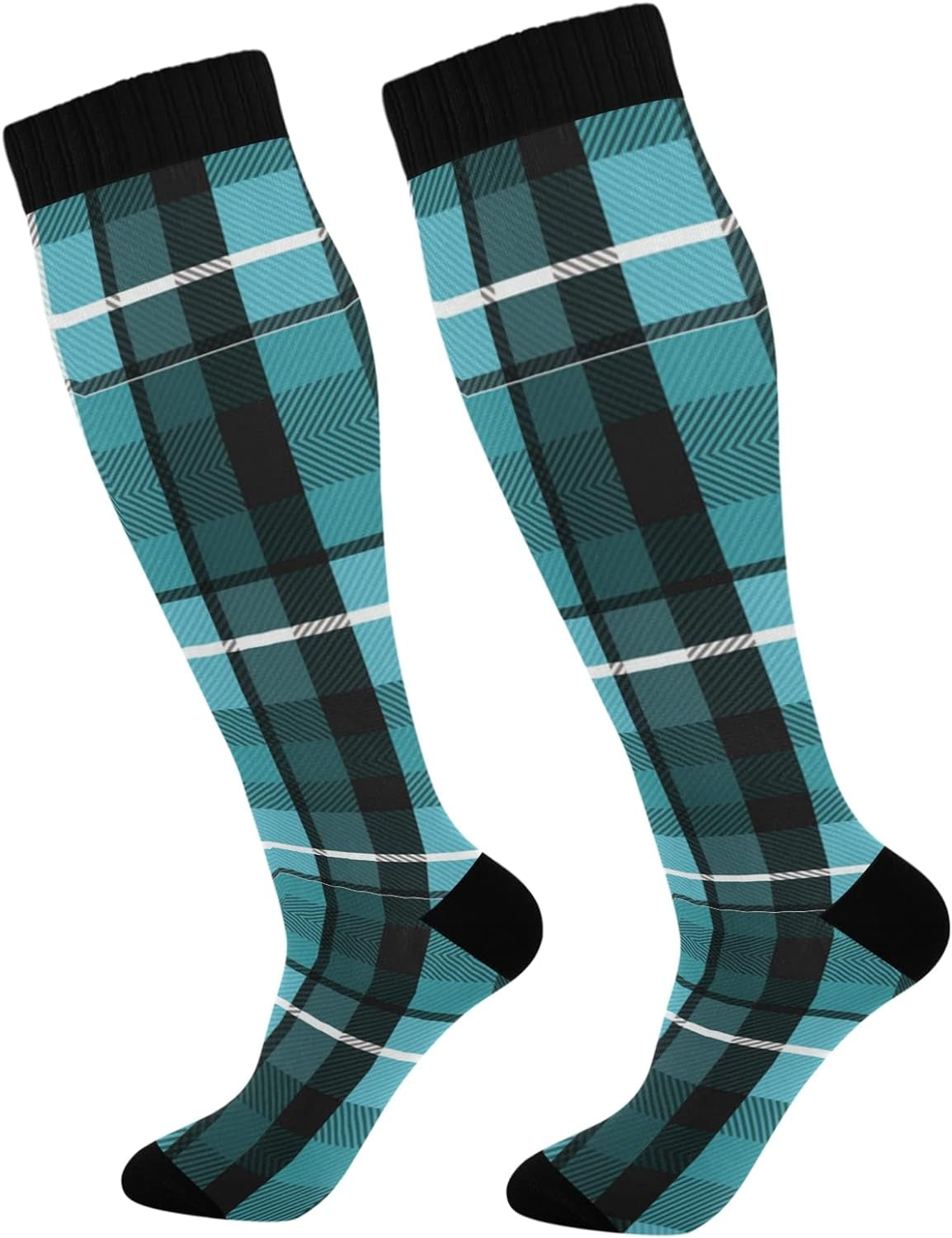 Coolnut Buffalo Plaid Compression Socks, 1 Pack Women Men Long Stocking ...