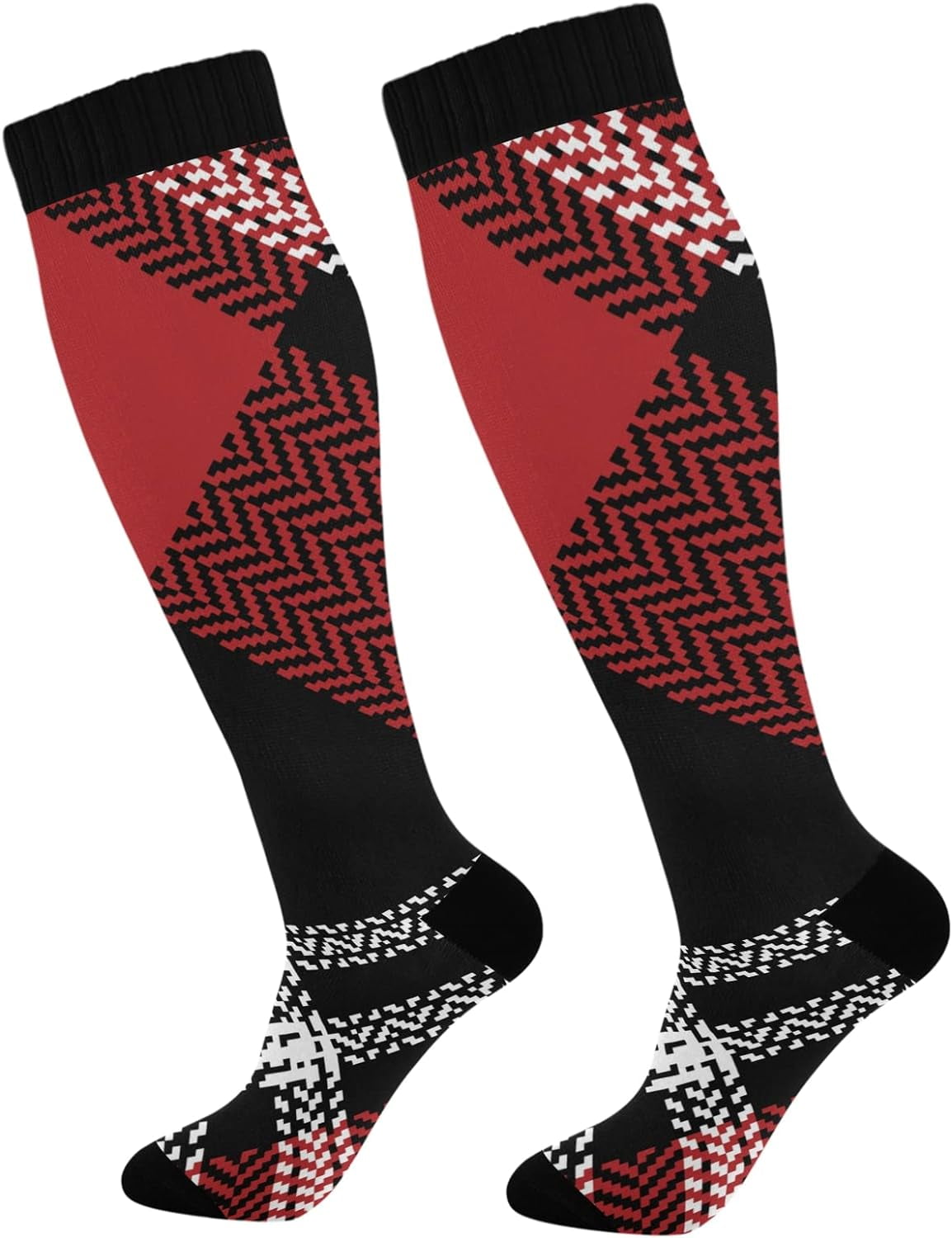 Coolnut Buffalo Plaid Compression Socks, 1 Pack Women Men Long Stocking ...