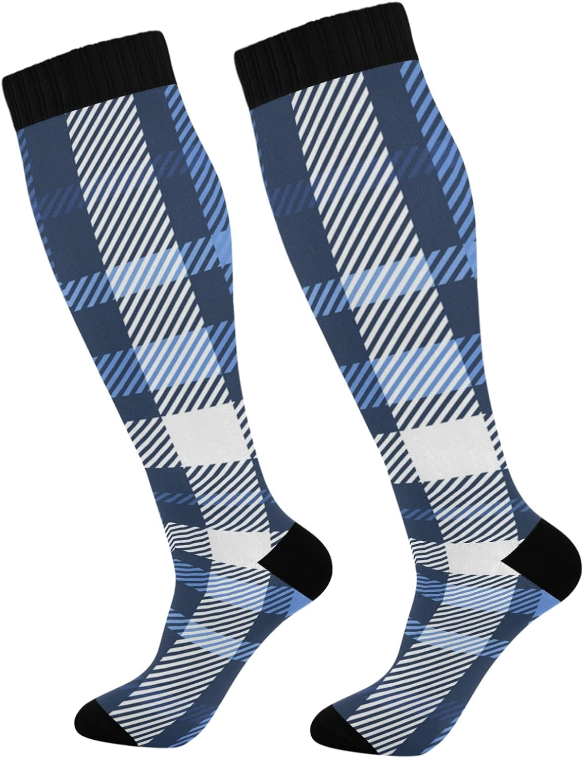 Coolnut Buffalo Plaid Compression Socks, 1 Pack Women Men Long Stocking ...