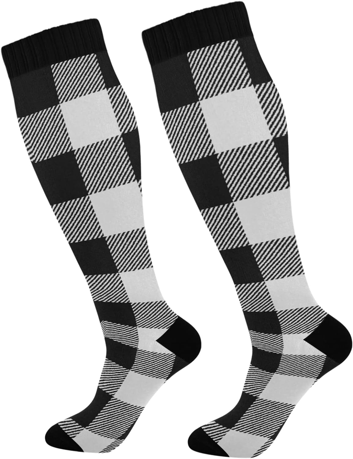 Coolnut Buffalo Plaid Compression Socks, 1 Pack Women Men Long Stocking ...