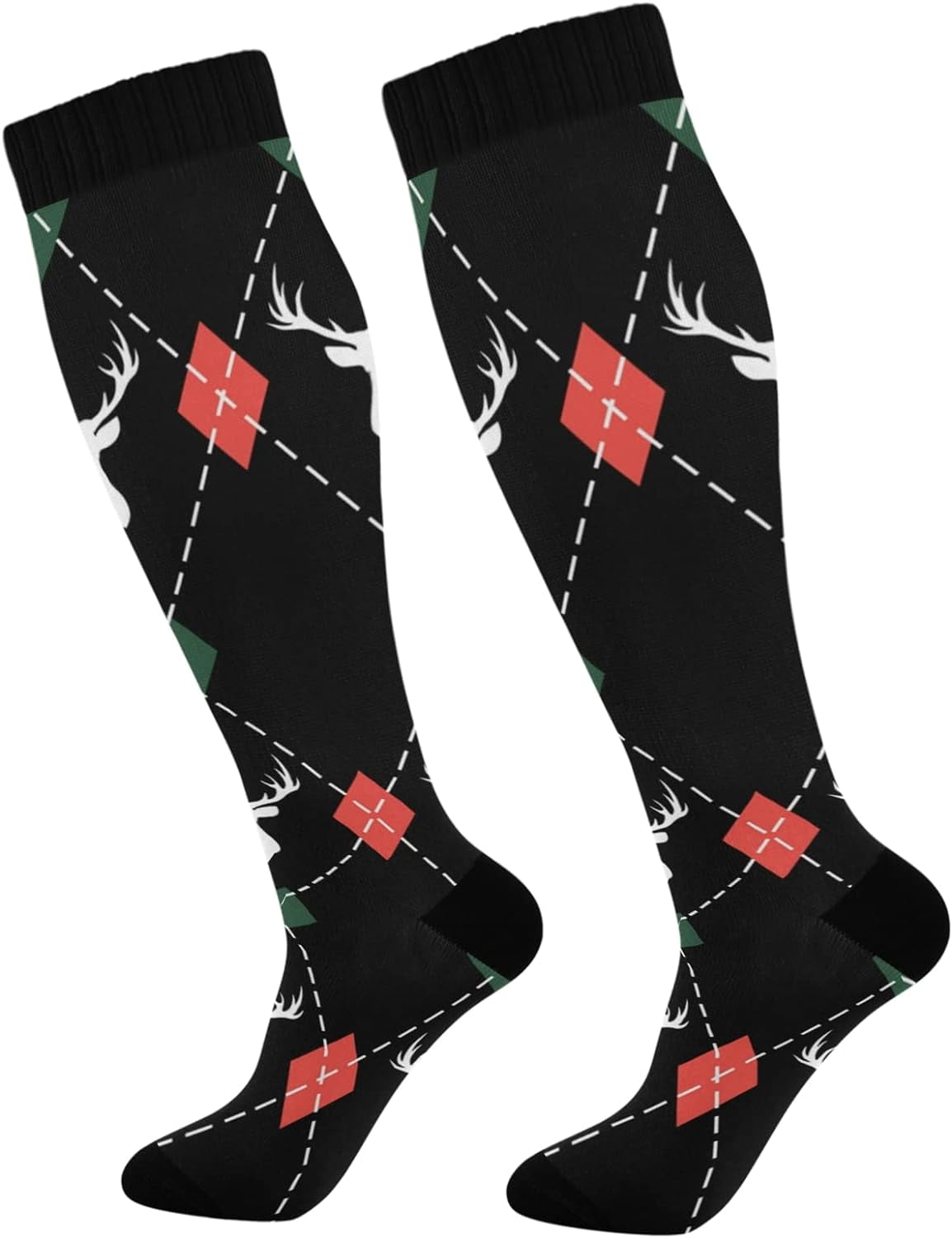 Coolnut Buffalo Plaid Compression Socks, 1 Pack Women Men Long Stocking ...