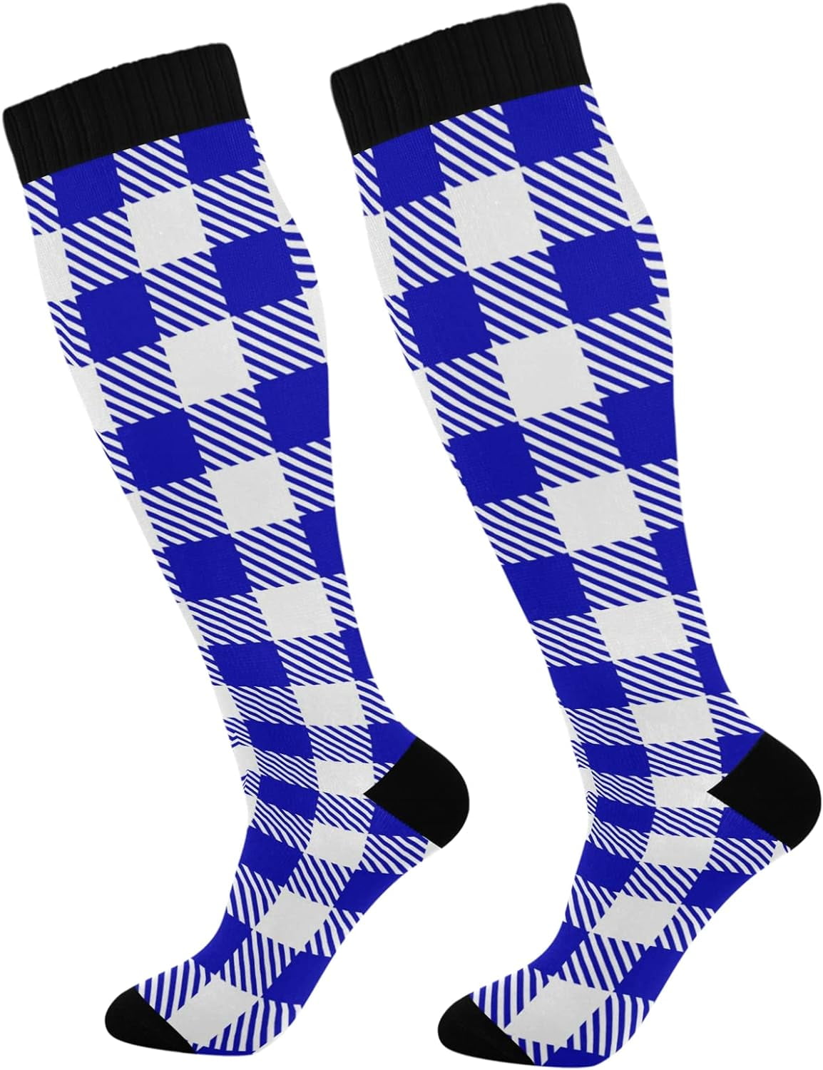 Coolnut Buffalo Plaid Compression Socks, 1 Pack Women Men Long Stocking ...