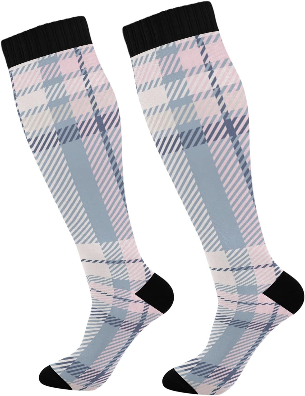 Coolnut Buffalo Plaid Compression Socks, 1 Pack Women Men Long Stocking ...